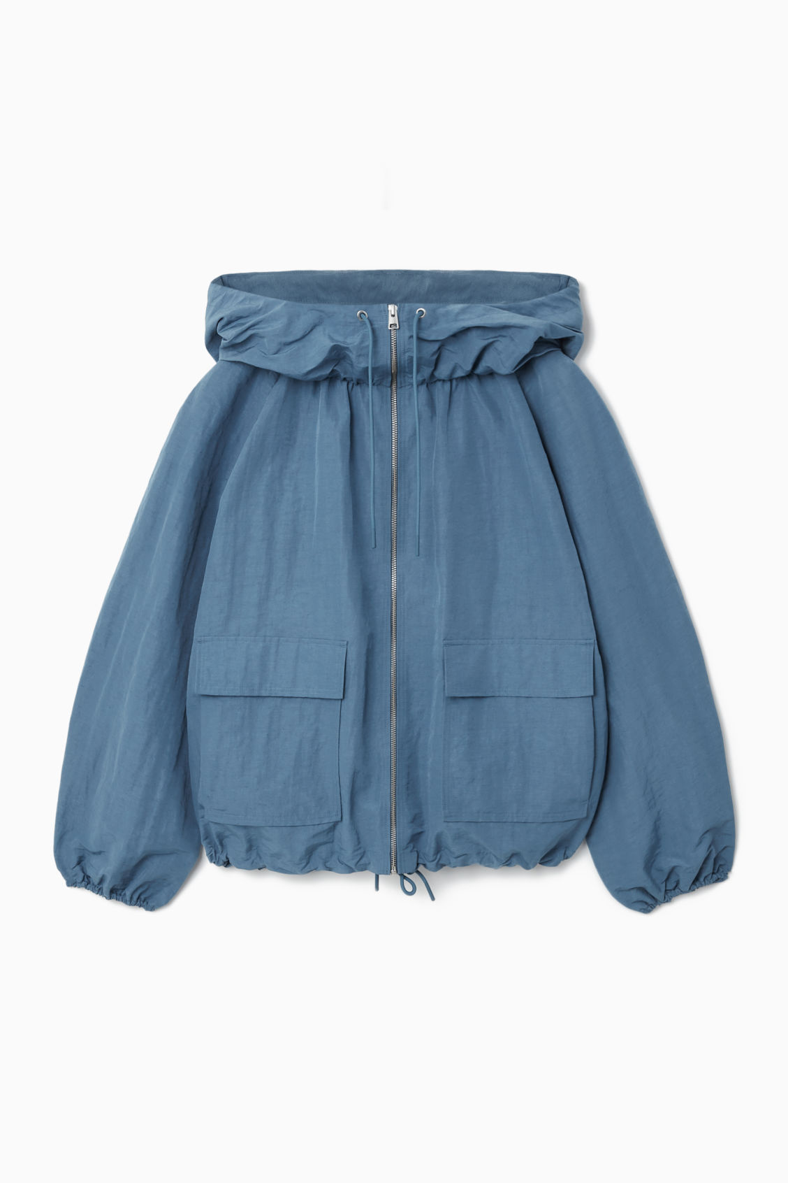 COS Technical Linen-Blend Hooded Jacket in BLUE | endource