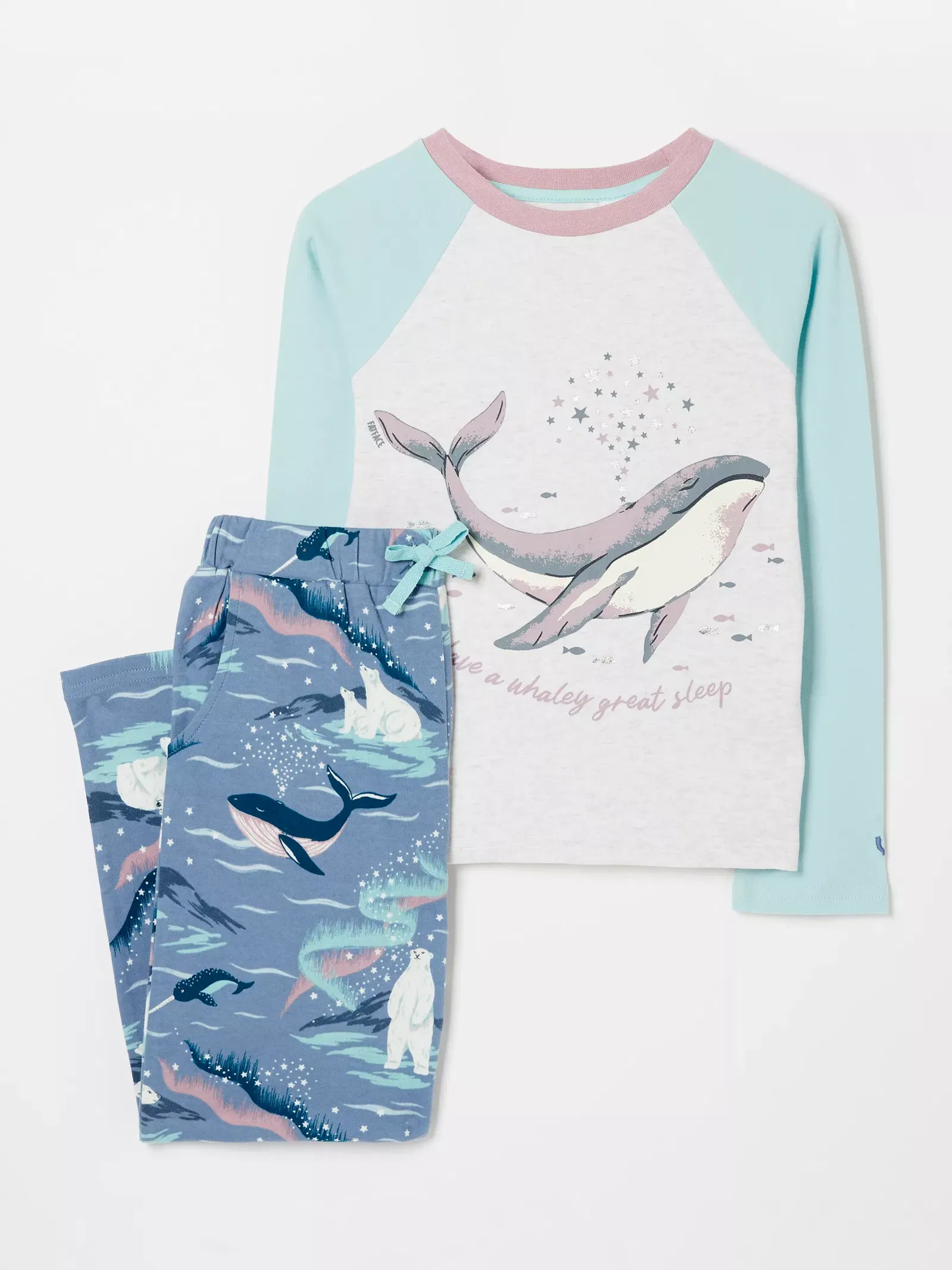 FATFACE Kid's Whale Pyjama Set in Blue | Endource