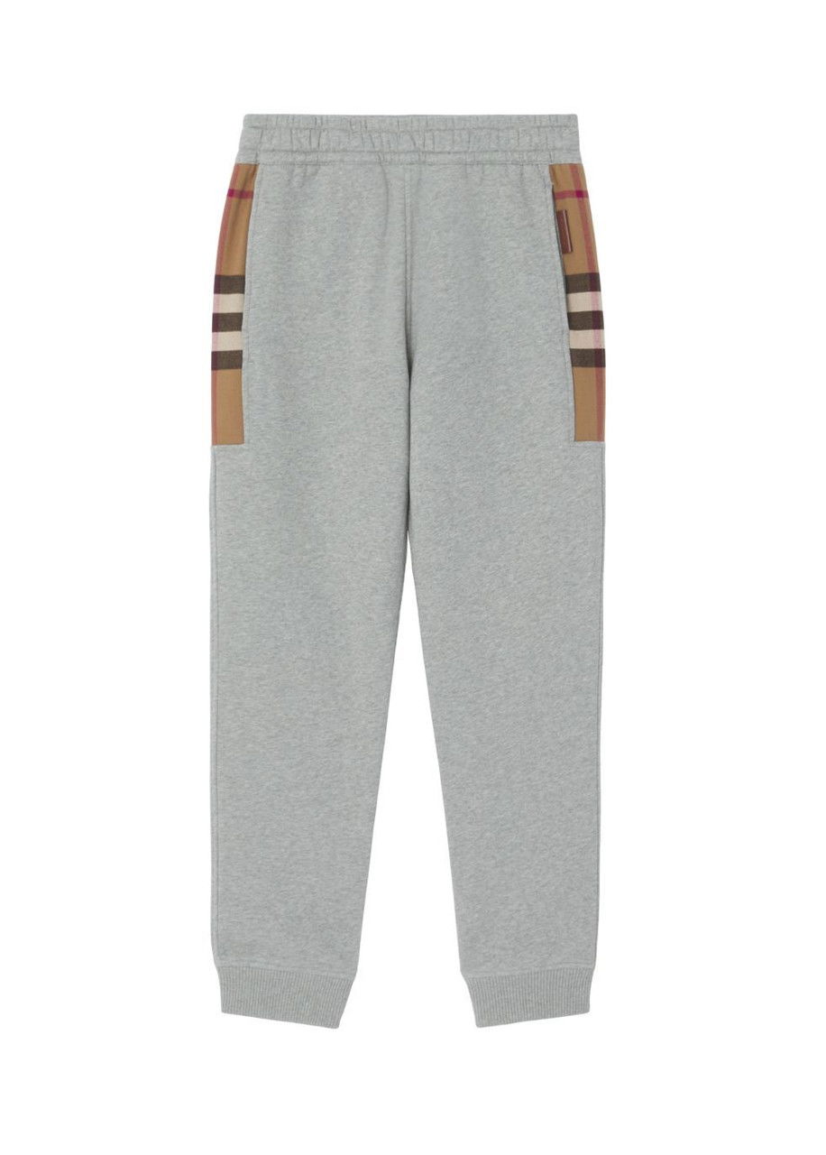 BURBERRY Check Panel Cotton Blend Jogging Pants | endource