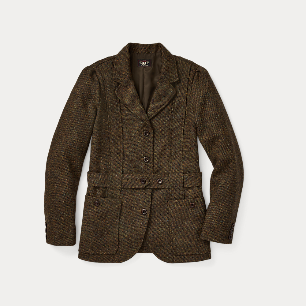 RALPH LAUREN RRL Wool Tweed Belted Jacket in Brown | endource