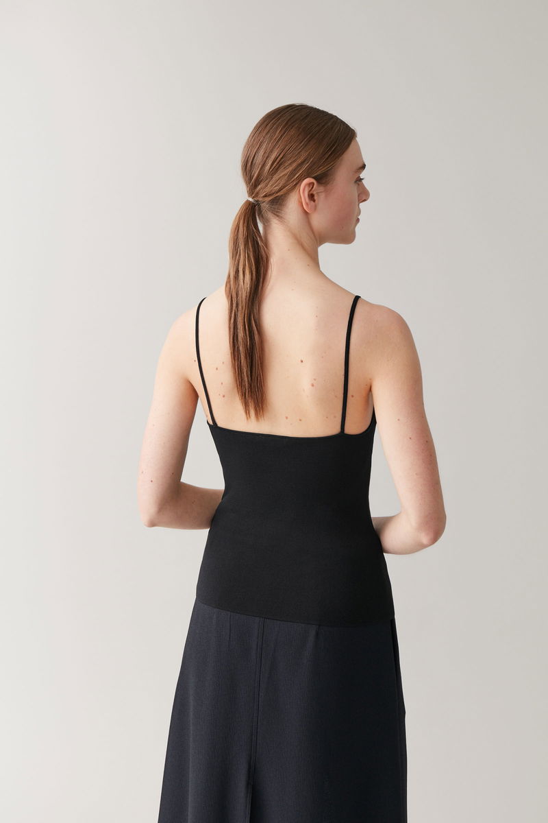 COS Knitted Strap Top in Midnight Blue | endource