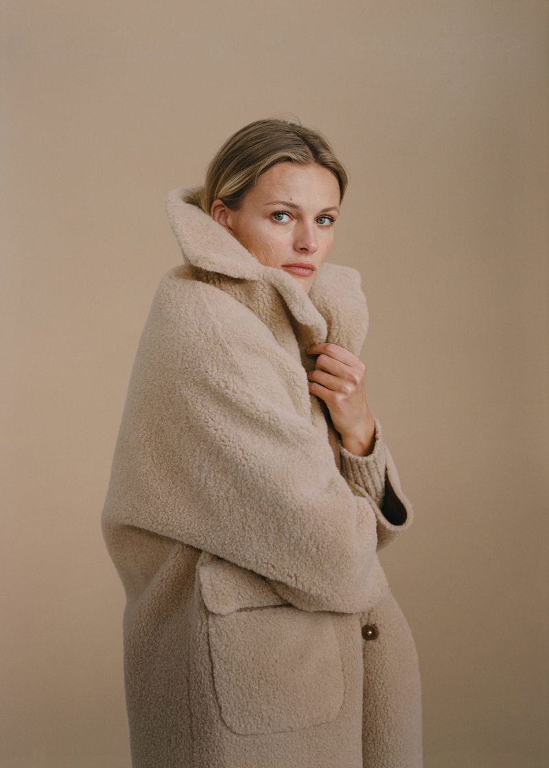 MANGO Reversible Faux Shearling-Lined Coat in Beige | Endource
