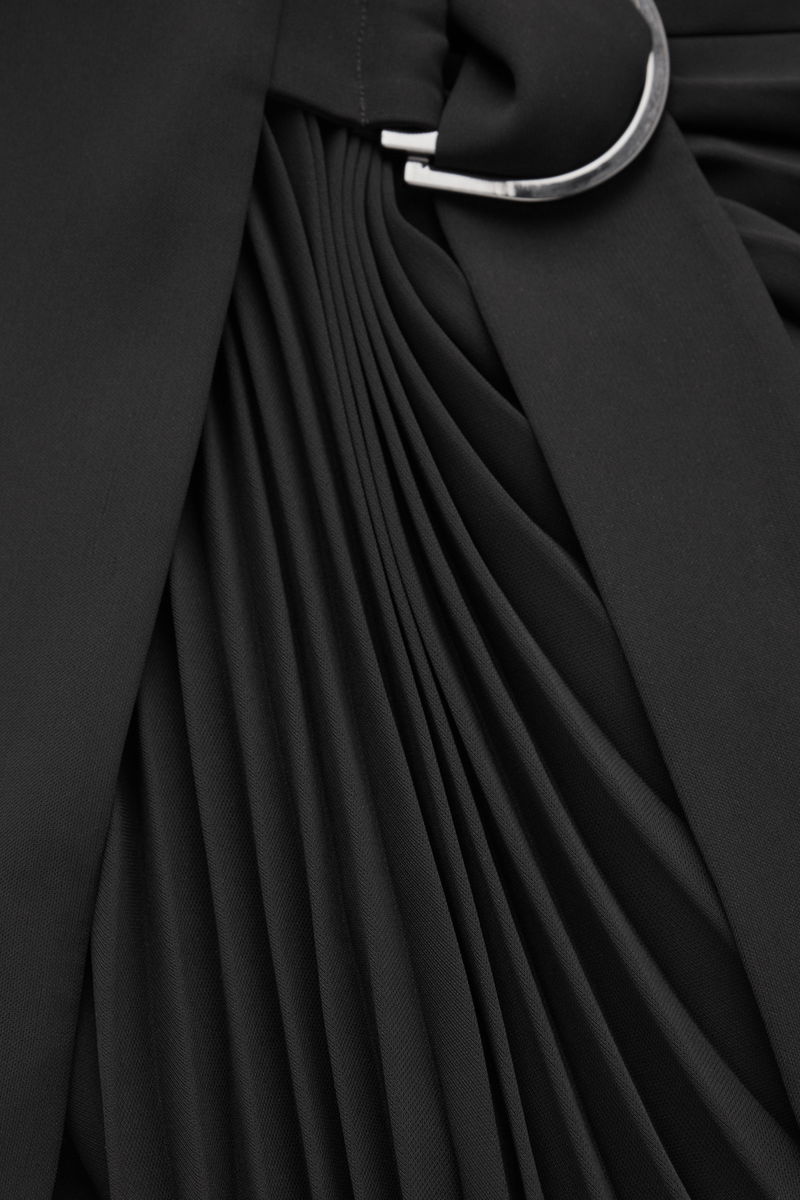 COS Pleated Wrap Dress in Black | endource