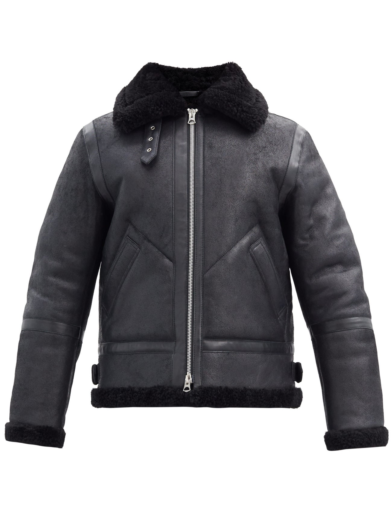 ACNE STUDIOS Ian Leather And Shearling Jacket in Black | endource