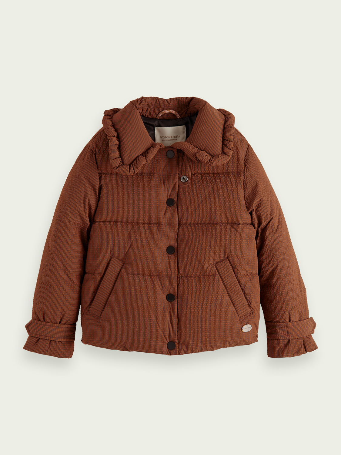SCOTCH & SODA Seersucker Checked Puffer Jacket in Combo K | endource