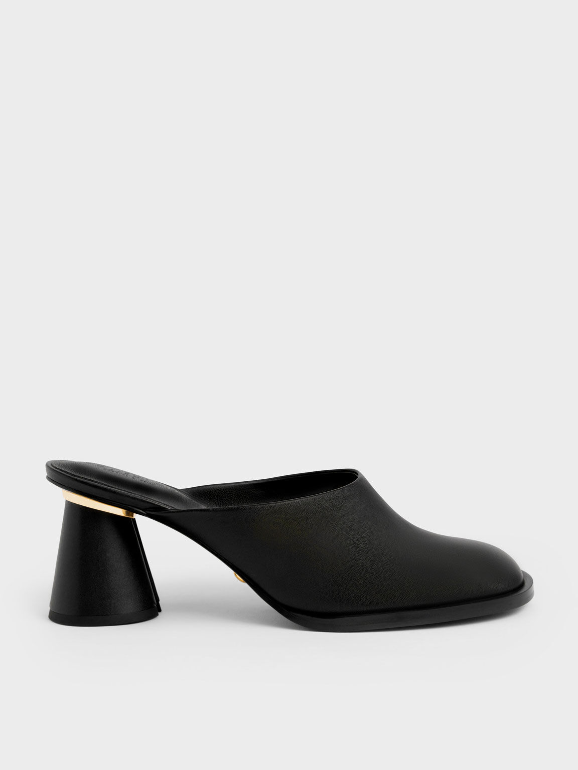 CHARLES & KEITH Medina Leather Cylindrical Heel Mules | endource