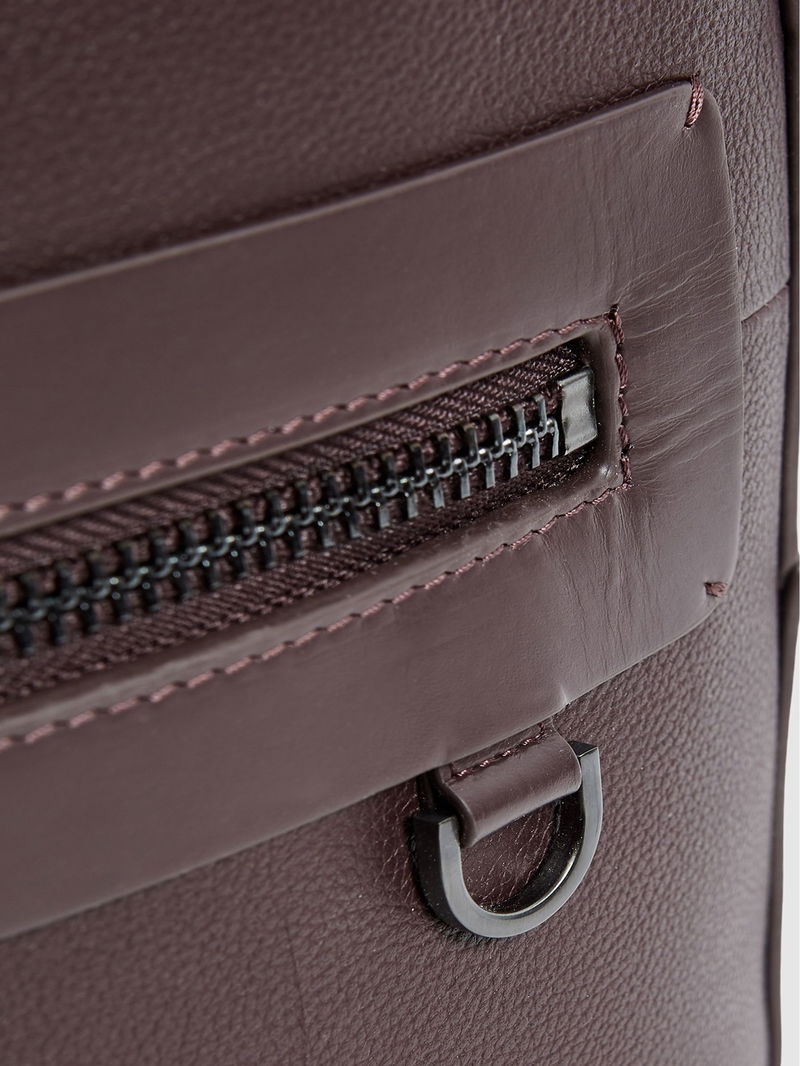 REISS Ethan Leather Backpack in Bordeaux | endource