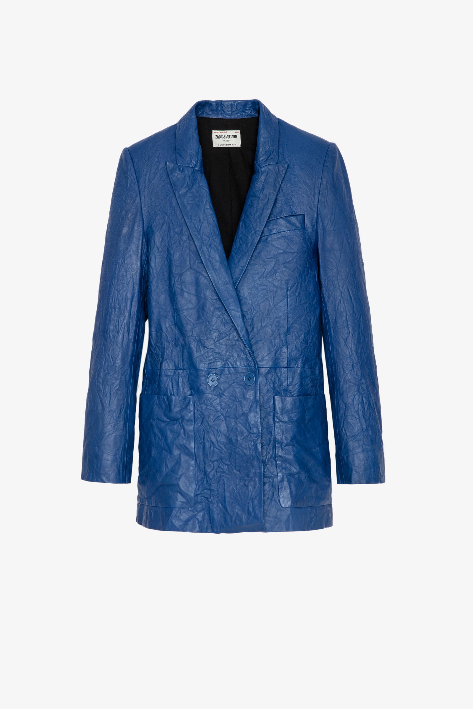 ZADIG & VOLTAIRE Visko Creased Leather Jacket in Ocean | endource