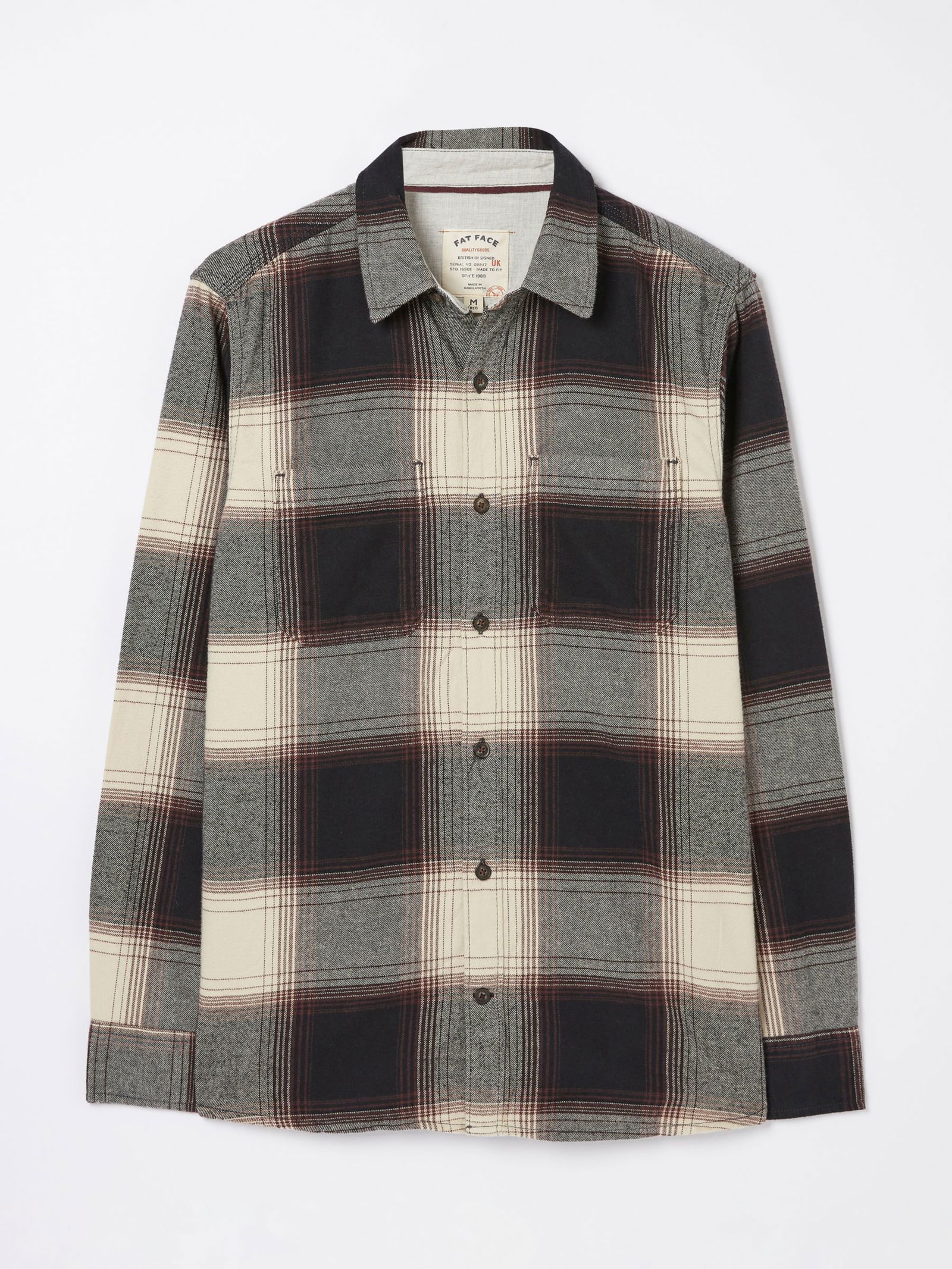 FATFACE Selby Check Shirt in Black/Multi | Endource