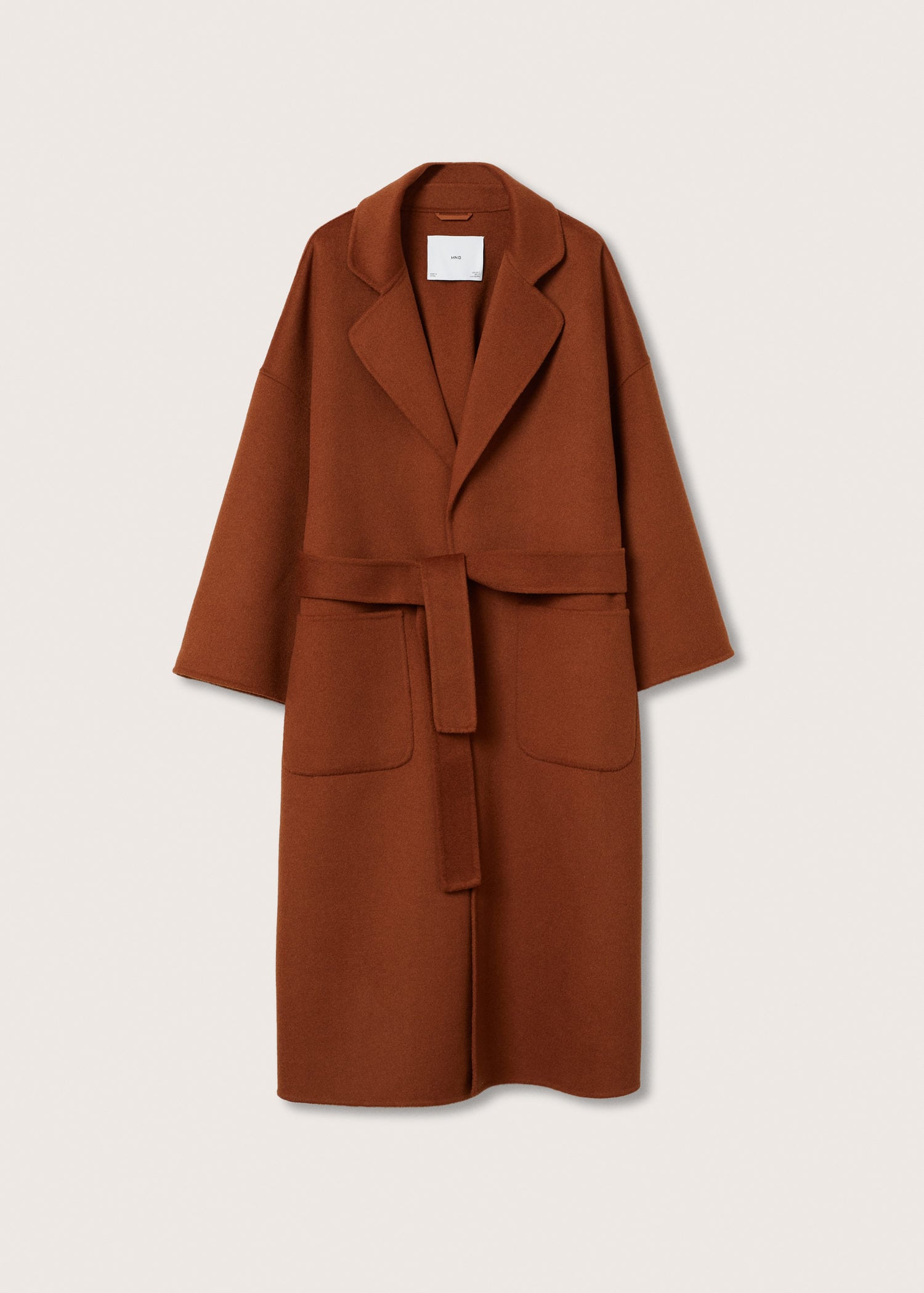 MANGO Handmade Wool Coat in Burnt Orange | Endource