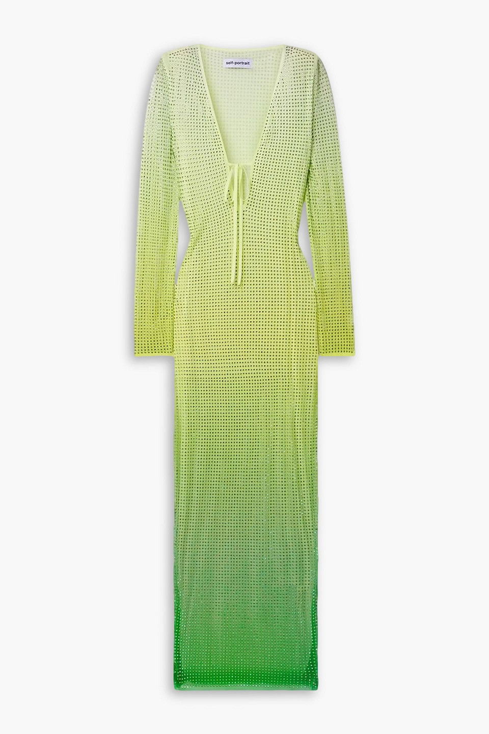 SELF-PORTRAIT Crystal-Embellished Dégradé Stretch-Mesh Midi Dress ...