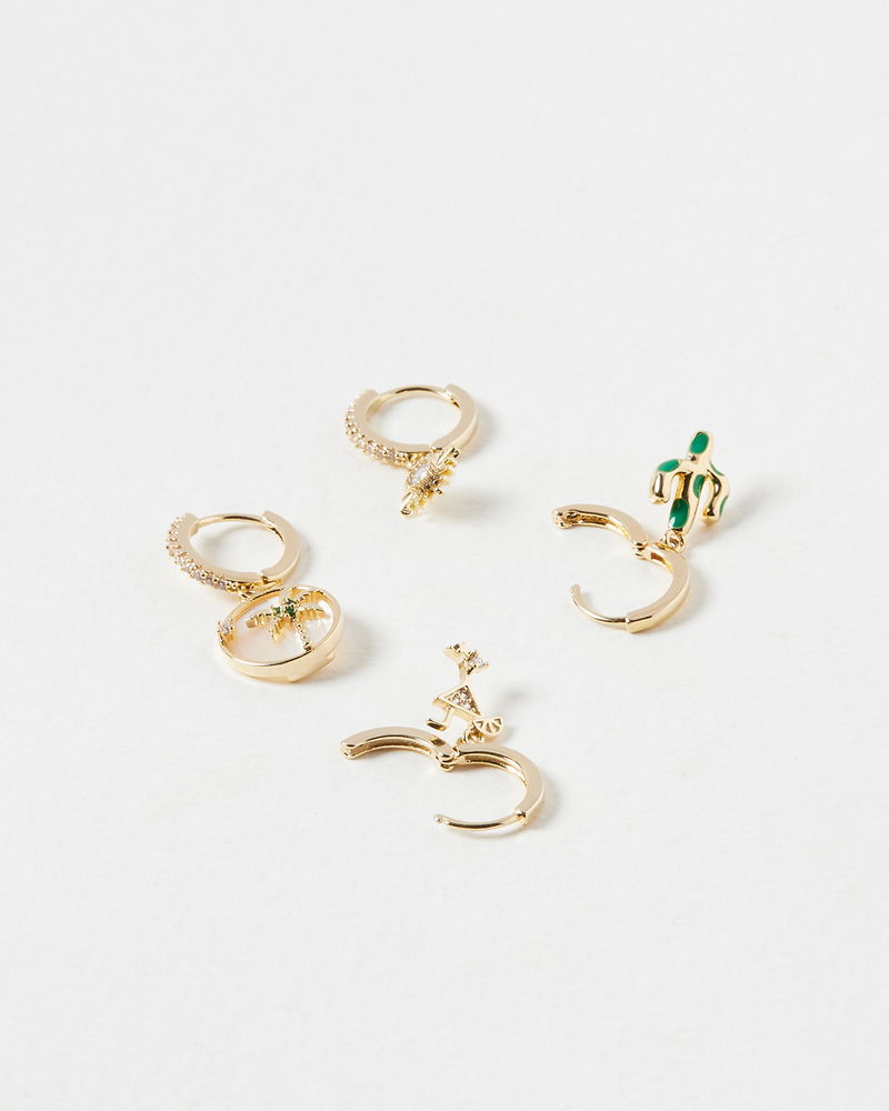 OLIVER BONAS Summer Party Mismatch Hoop Earring Set in Gold | endource