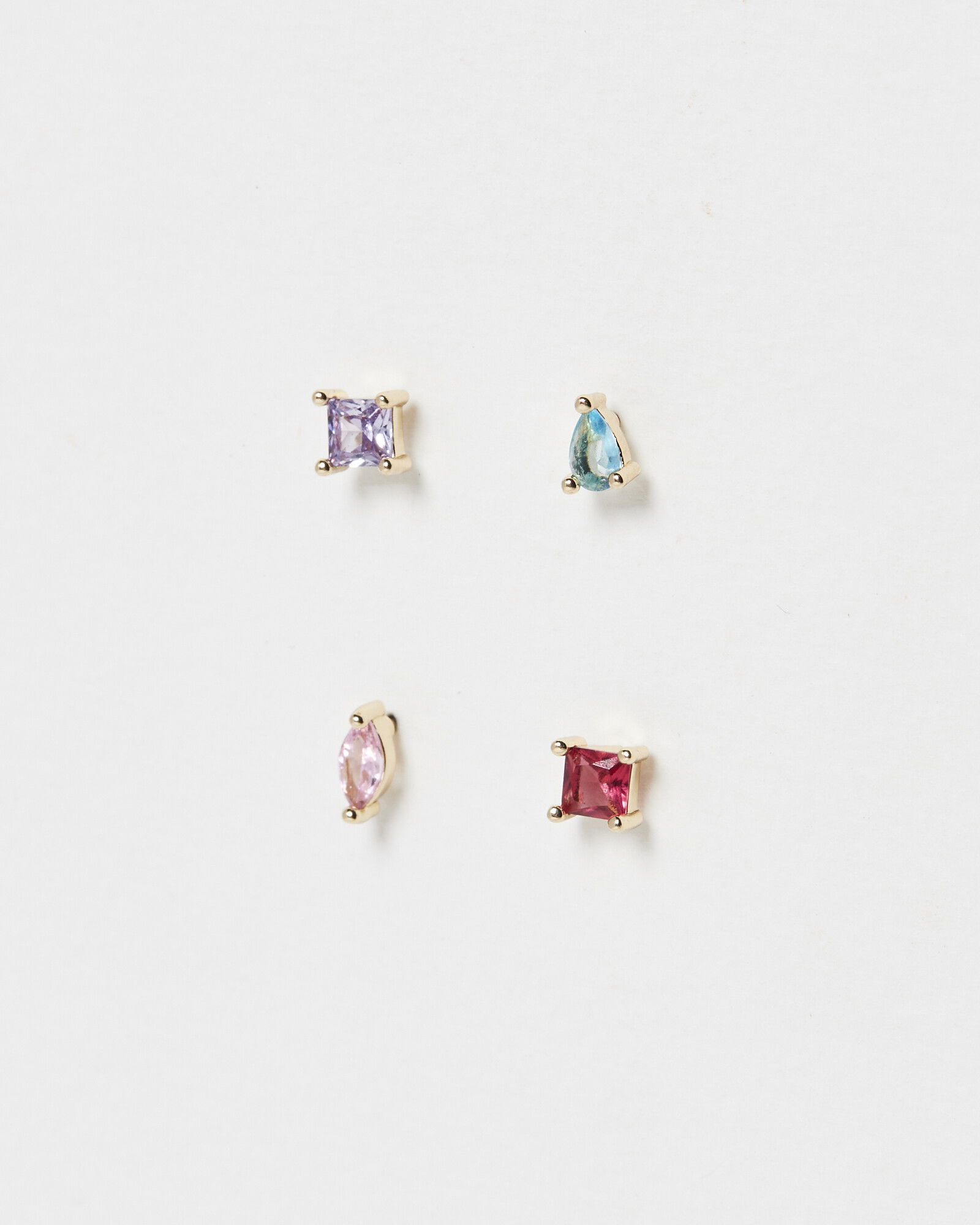 OLIVER BONAS Meri Mismatch Coloured Stud Earring Set in Multi | endource