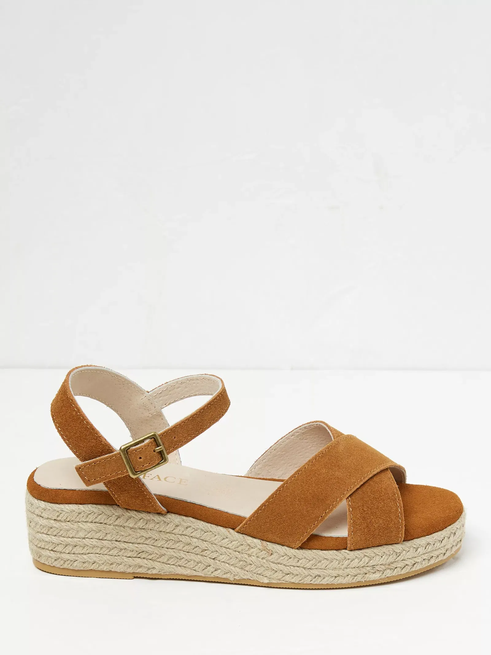 FATFACE Crossover Mini Wedge Sandals in Tan | Endource