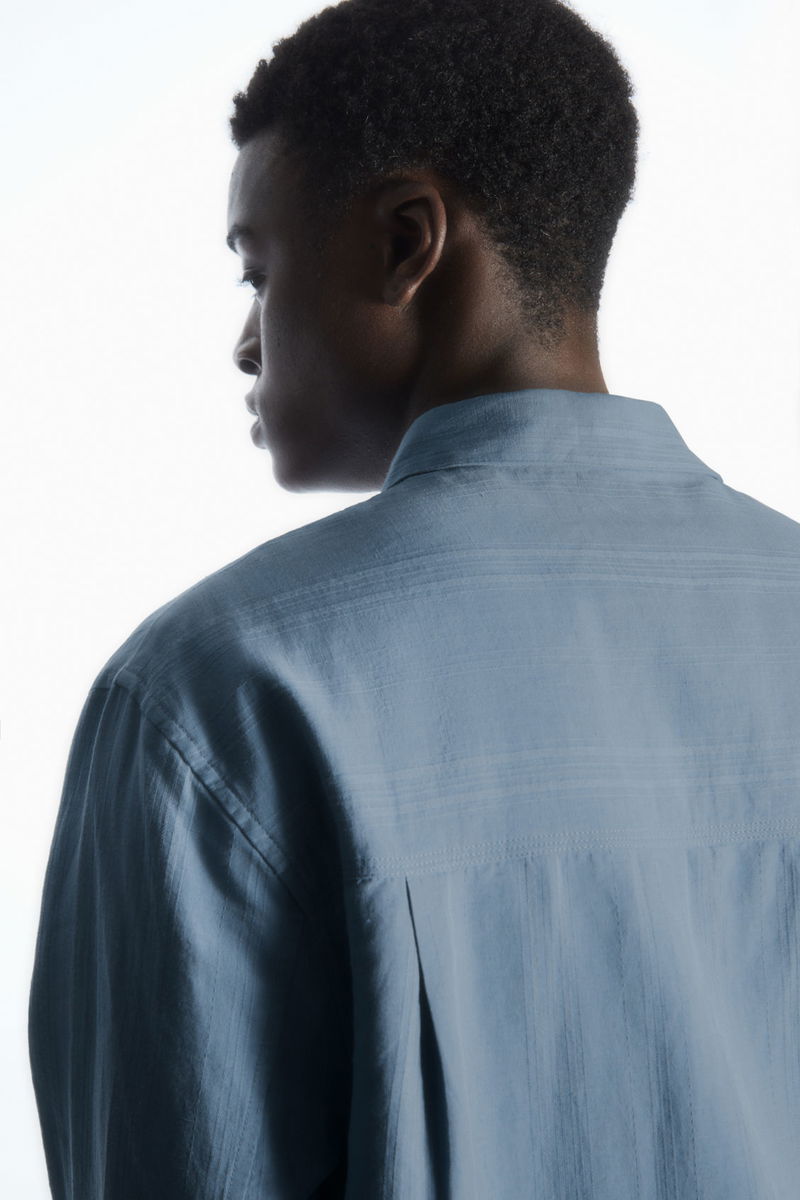 COS Textured Linen Shirt in LIGHT BLUE | endource