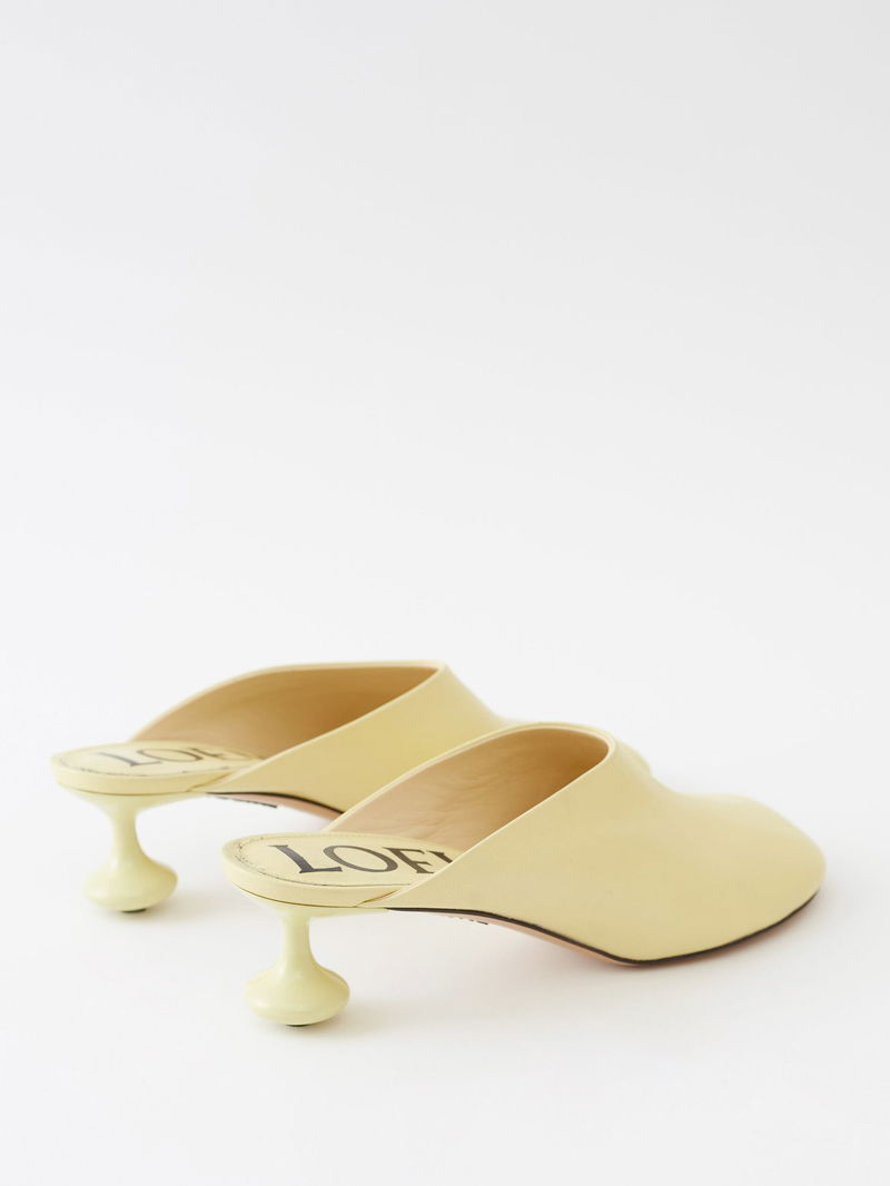 LOEWE Toy 45 Leather Mules in Yellow | Endource