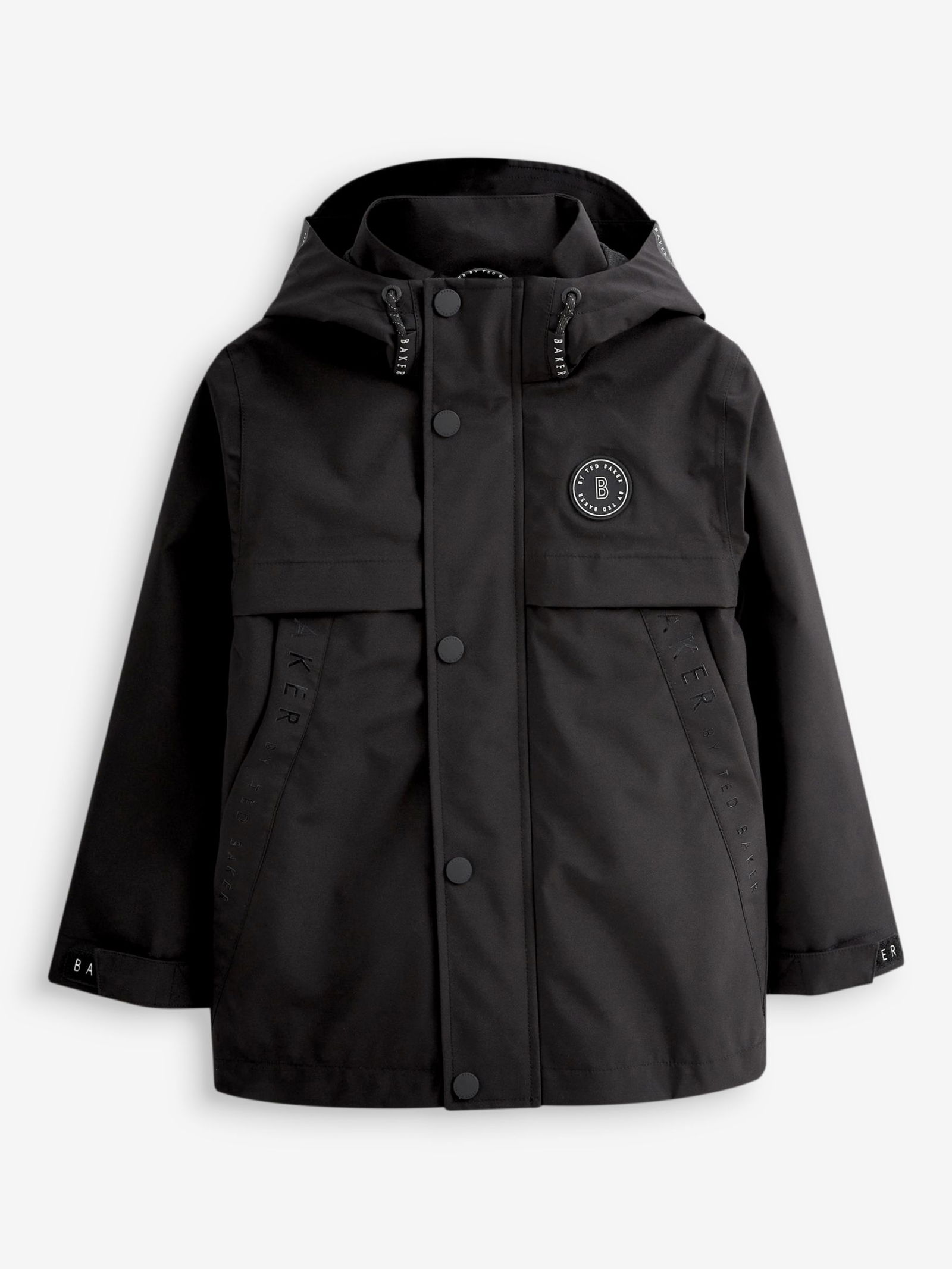 Ted Baker Logo Waterproof Hooded Jacket In Black Endource