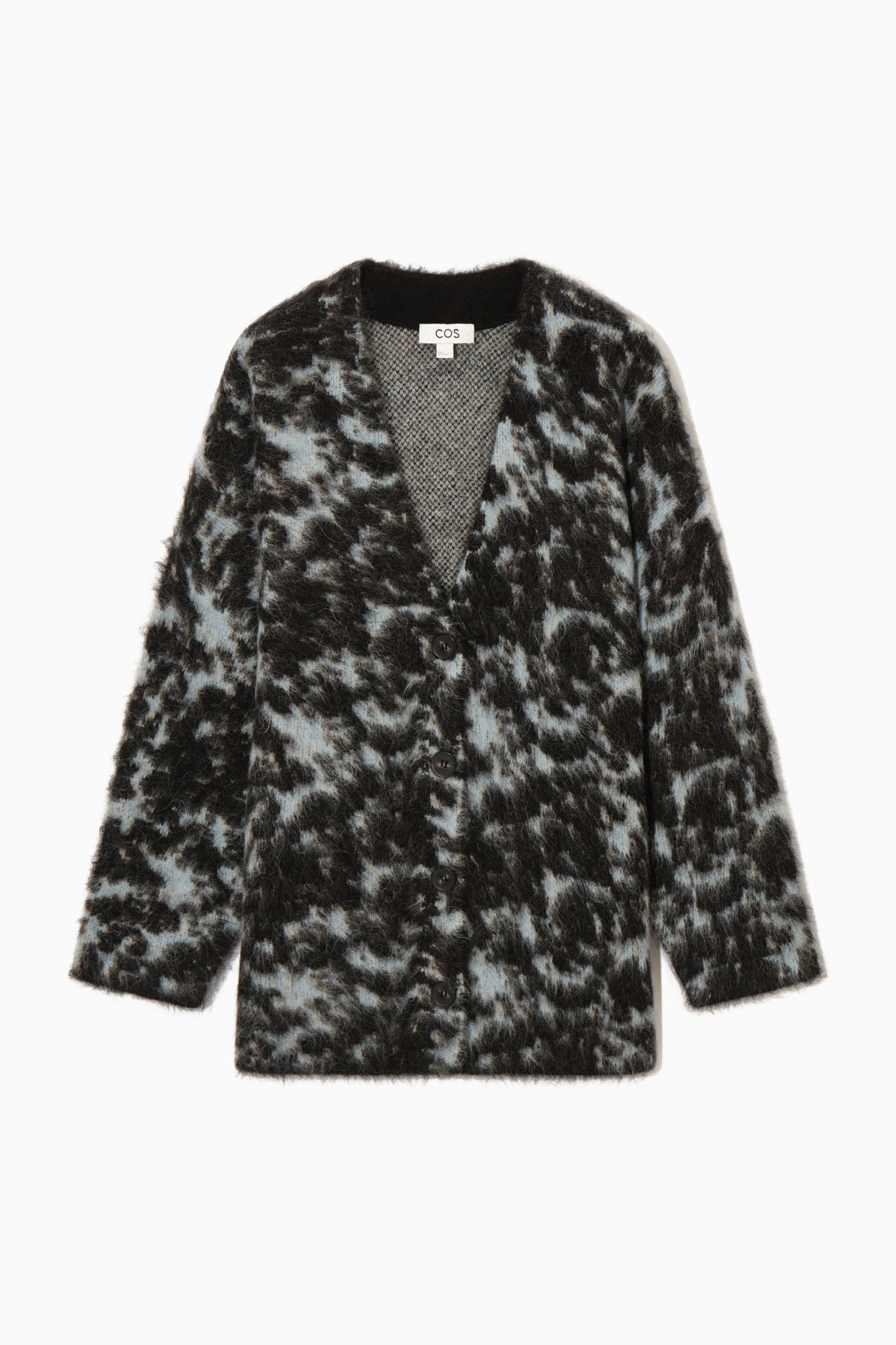 COS Tortoiseshell-Jacquard Alpaca-Blend Cardigan in BLUE | endource
