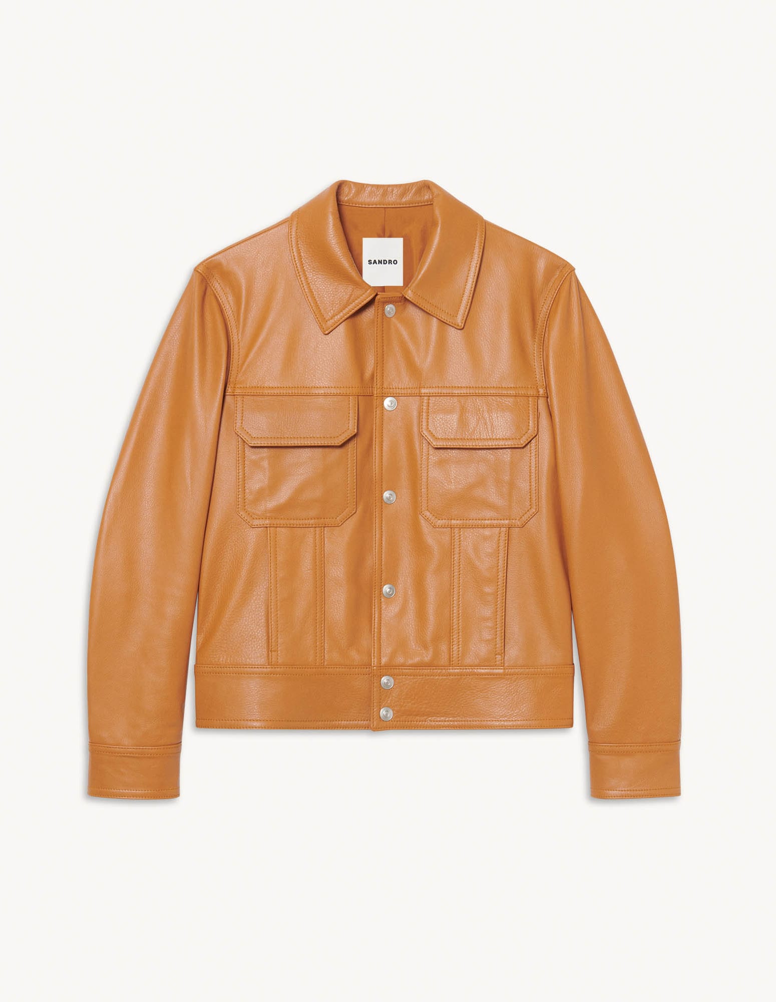 SANDRO Leather Jacket in Orange | endource