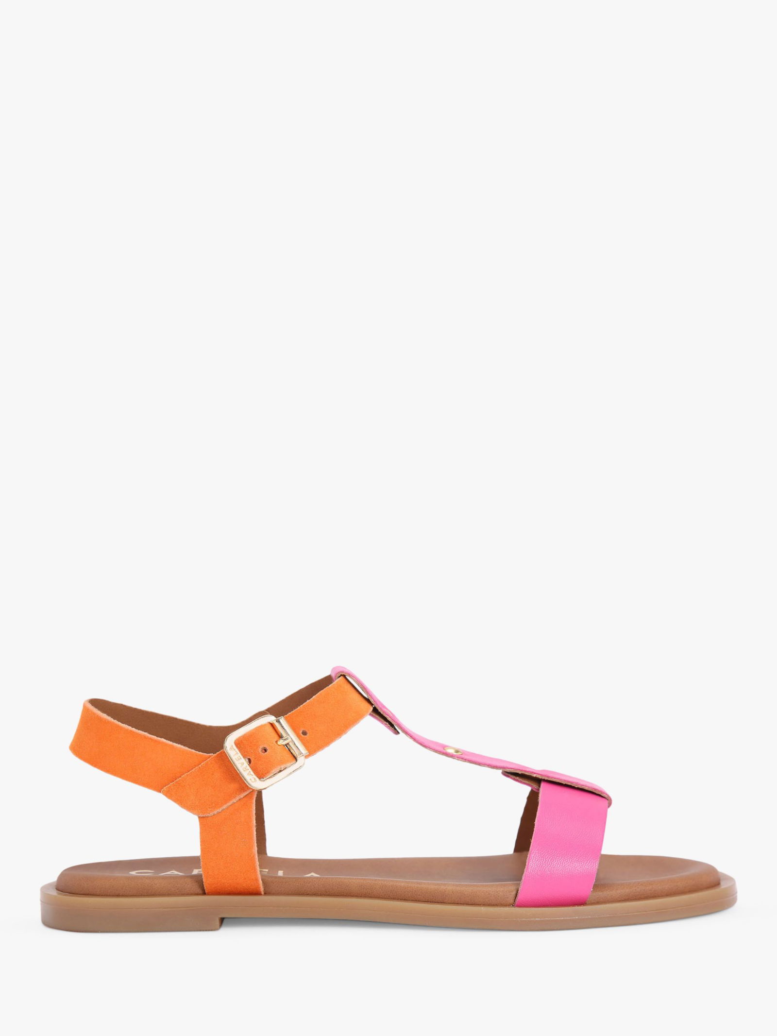 CARVELA Solar Flat Leather Sandals in Pink/Orange | Endource