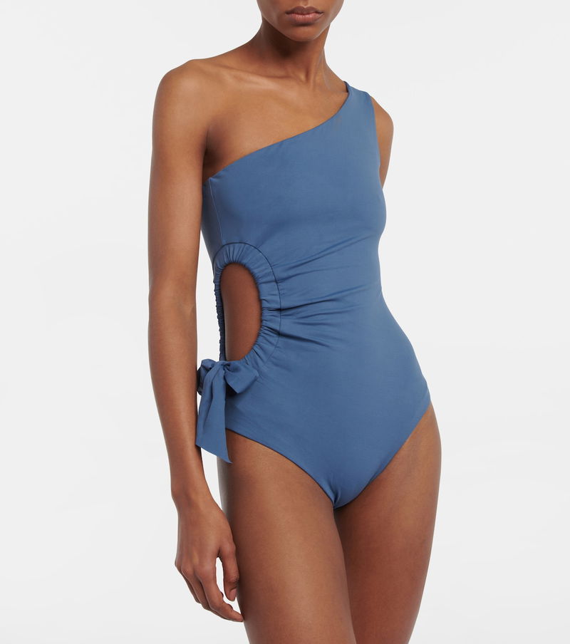 MARYSIA Andria One-Shoulder Cutout Swimsuit in Blue | Endource