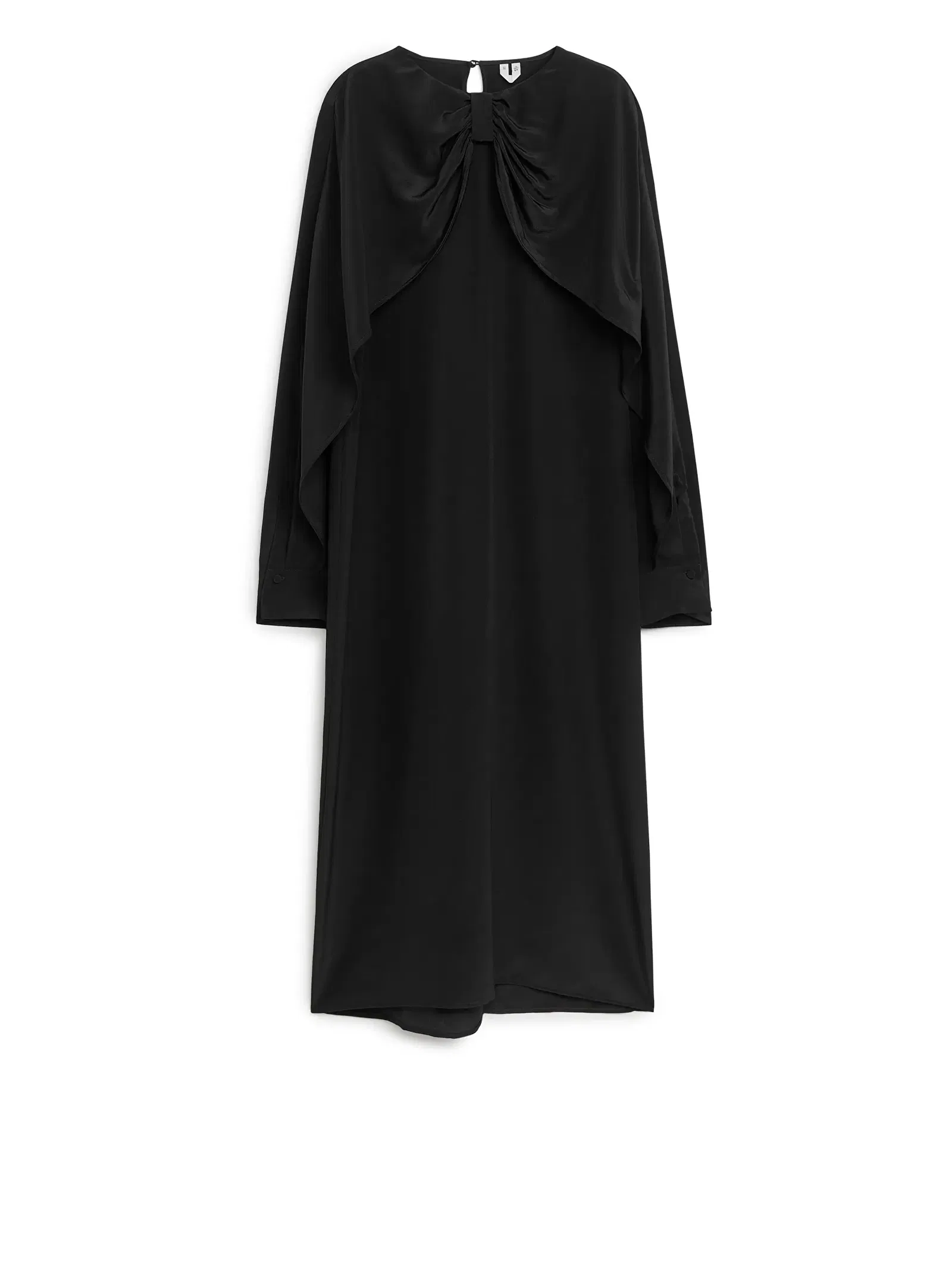 ARKET Bow-Detail Silk Dress in Black | endource