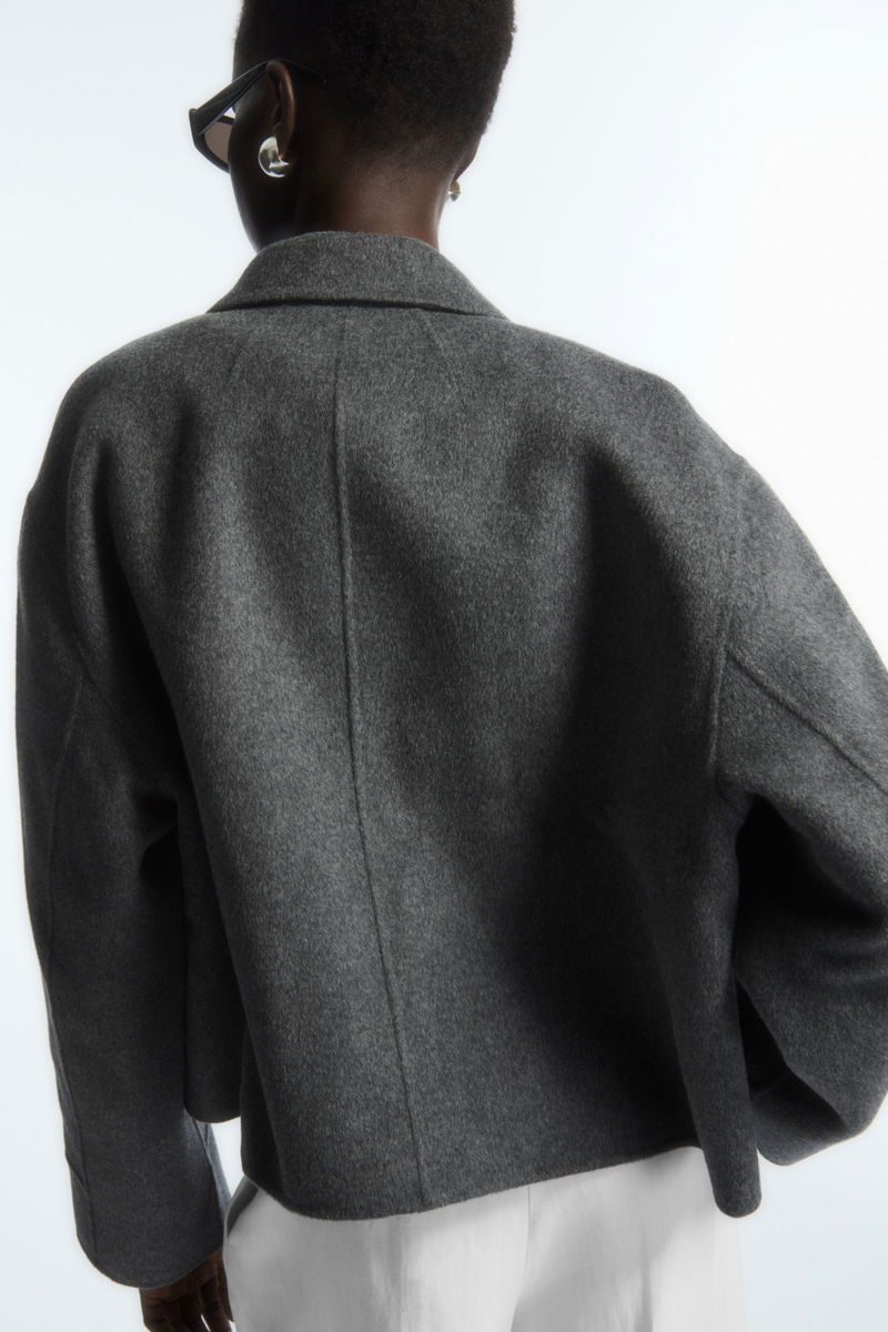 COS Boxy-Fit Double-Faced Wool Jacket in GREY | endource