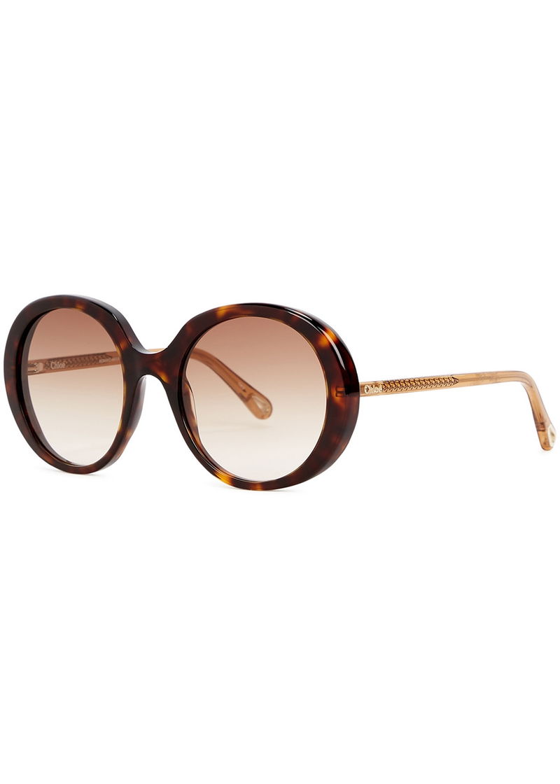 ChloÉ Esther Tortoiseshell Round Frame Sunglasses Endource