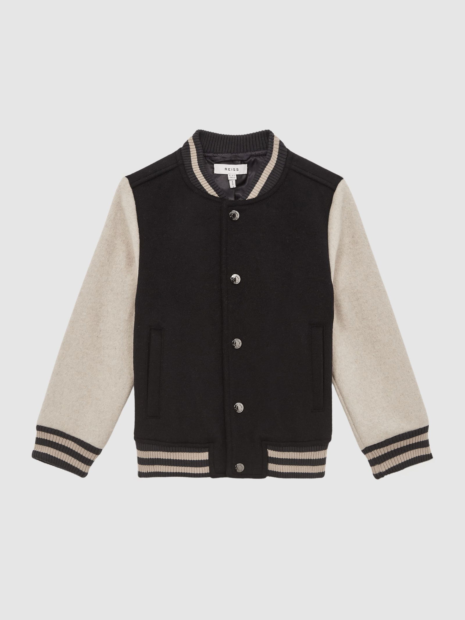 REISS Kansas Varsity Bomber Jacket in Navy | Endource