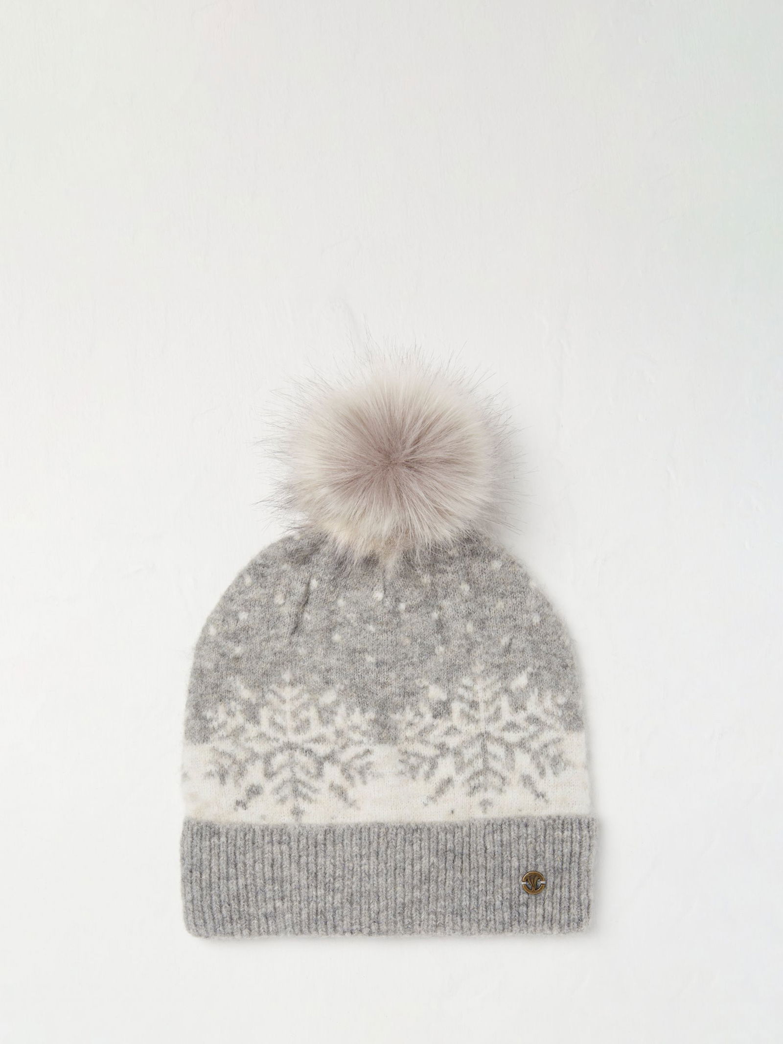 FATFACE Snowflake Bobble Hat in Grey Marl/Multi | endource