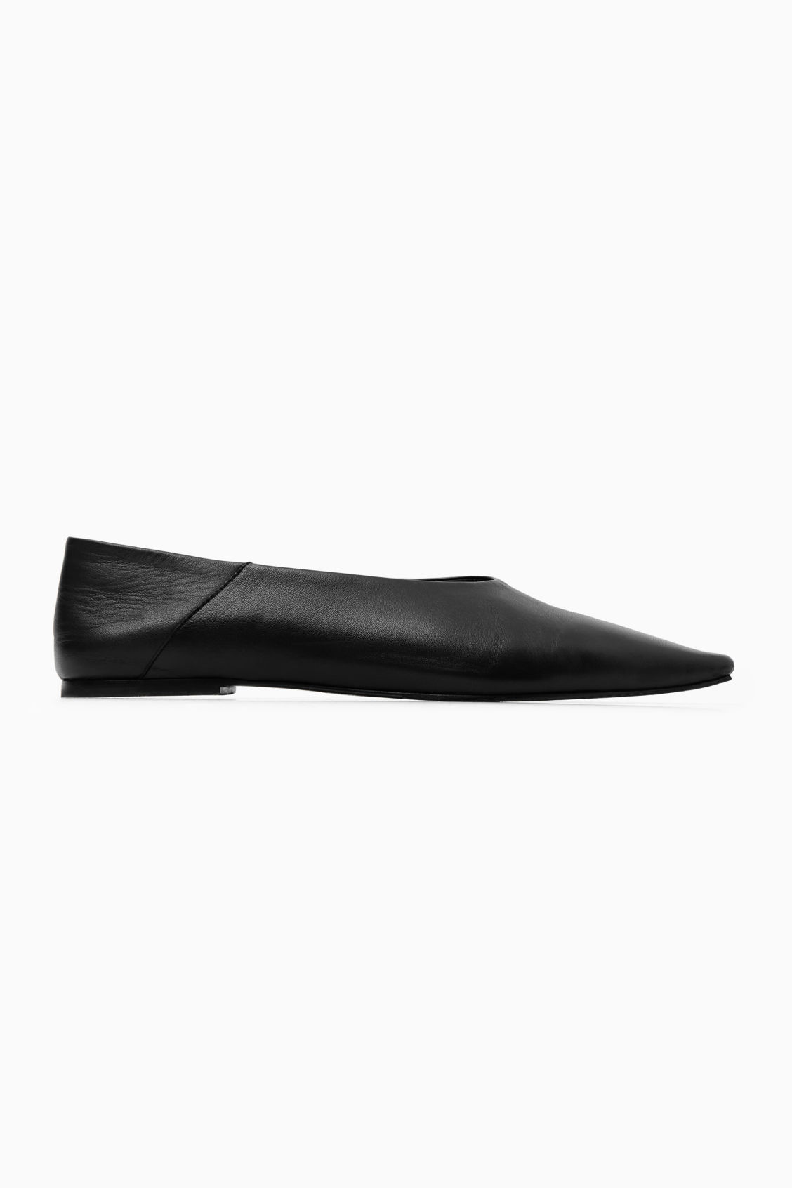 COS Pointed Leather Ballet Flats in BLACK | endource
