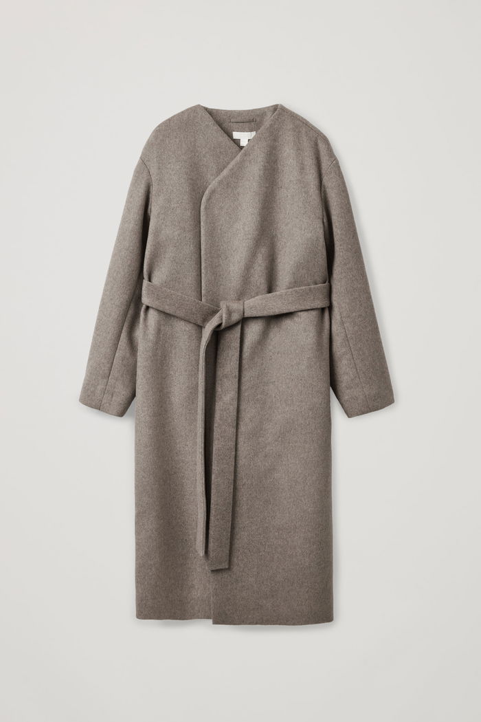 COS Wool Mix Belted Coat in mole grey | endource
