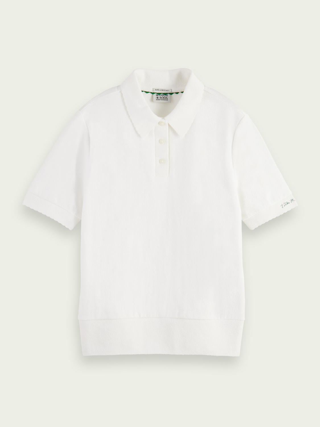 SCOTCH & SODA Terry Polo Shirt in Off White | endource