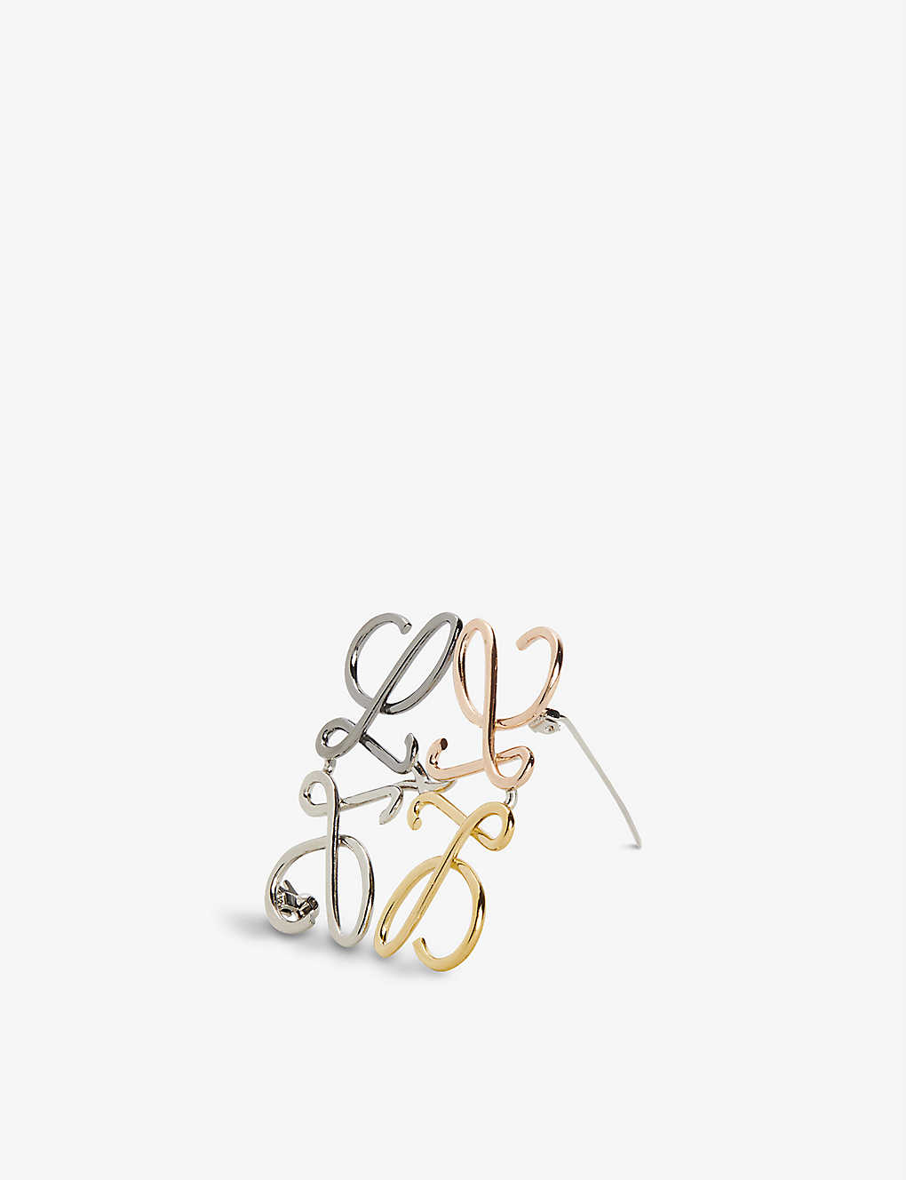 LOEWE Anagram Gold, Rose-Gold, Palladium And Rhodium-Toned Brass Brooch ...
