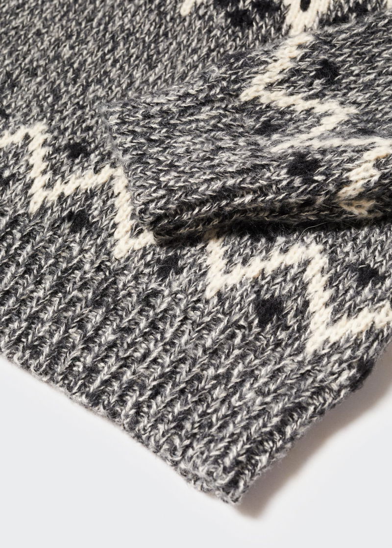 MANGO Crew Neck Border Sweater in Dark Heather Grey | Endource