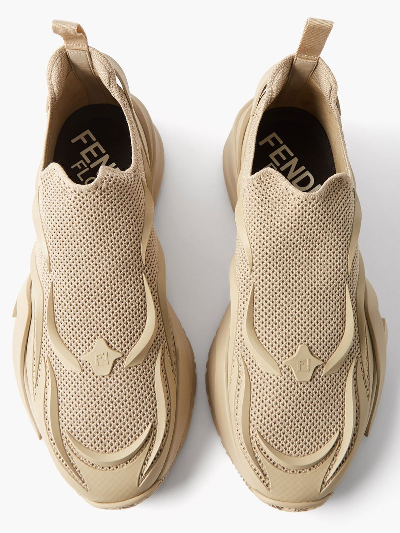 FENDI Flow Technical Trainers in Beige | endource