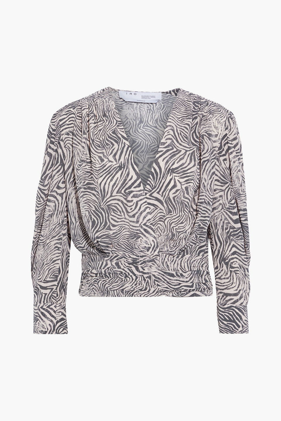 IRO Ferraz Cropped Wrap-Effect Zebra-Print Crepe De Chine Blouse in ...