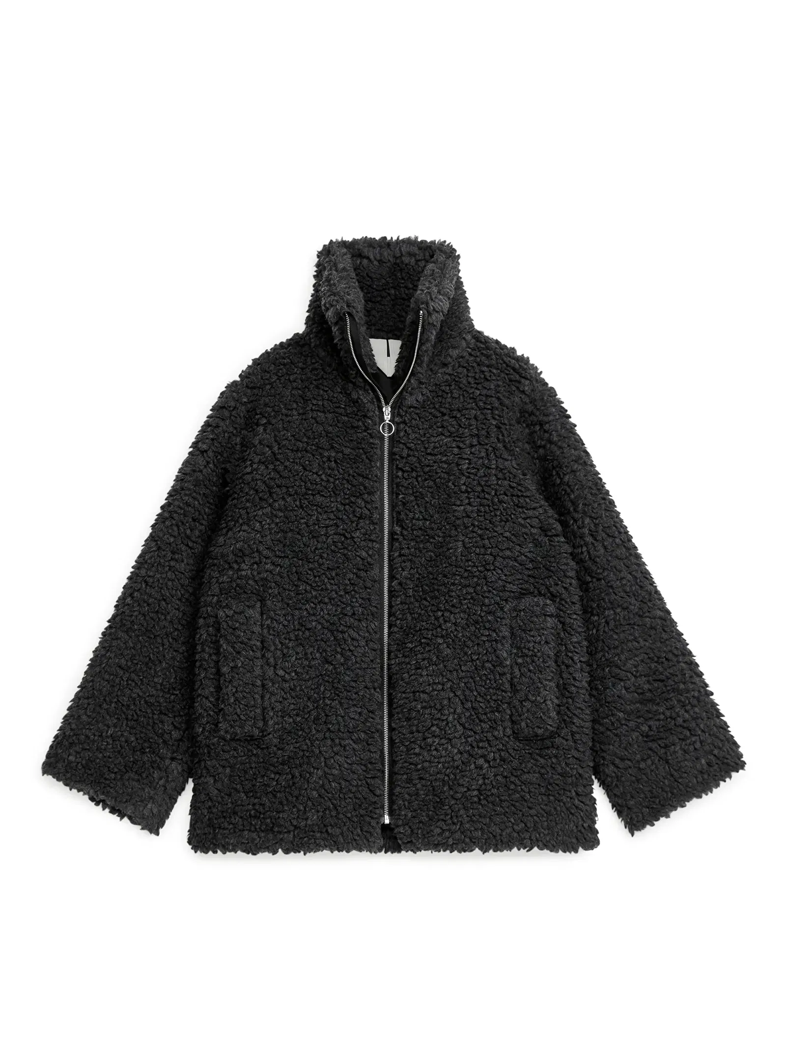 ARKET Wool-Blend Pile Jacket in Dark Grey | endource