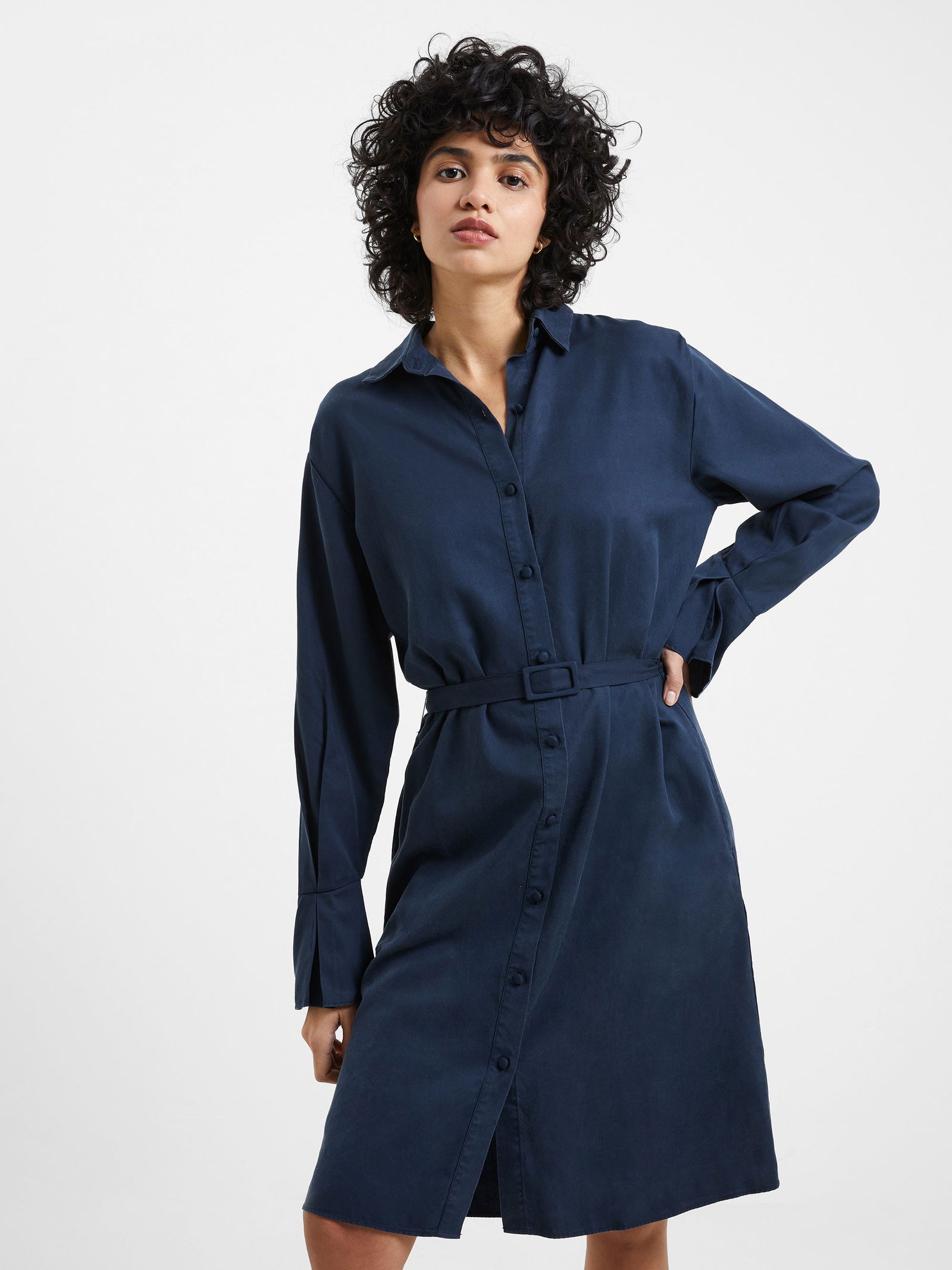 FRENCH CONNECTION Andrea Lyocell Shirt Dress in Marine | endource