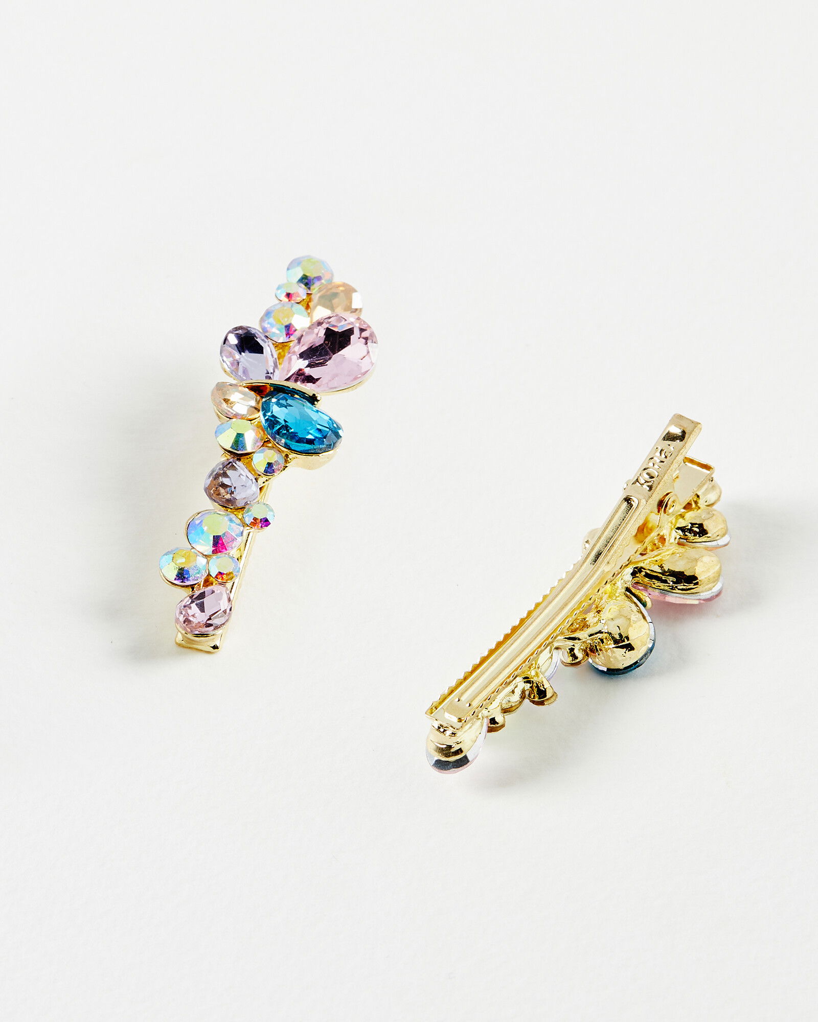 OLIVER BONAS Bronte Butterfly Jewel Hair Clips in Blue/Multi | endource