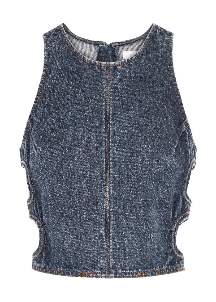 CHLOÉ Cut-Out Cropped Denim Top | Endource
