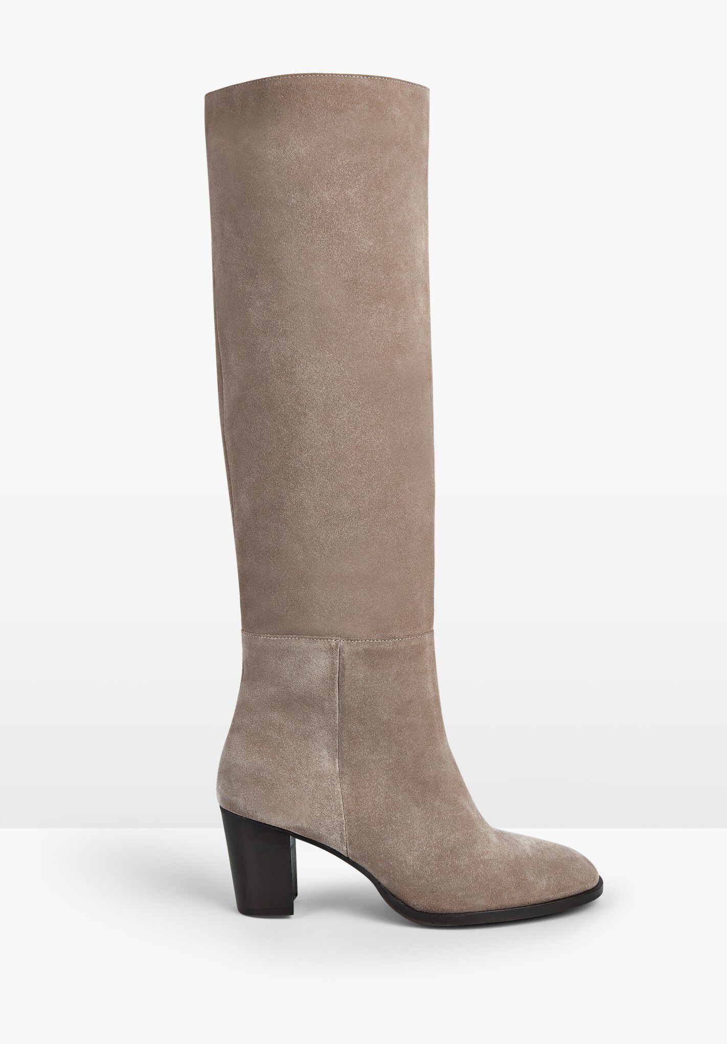 HUSH Draper Suede Boots in Taupe | Endource