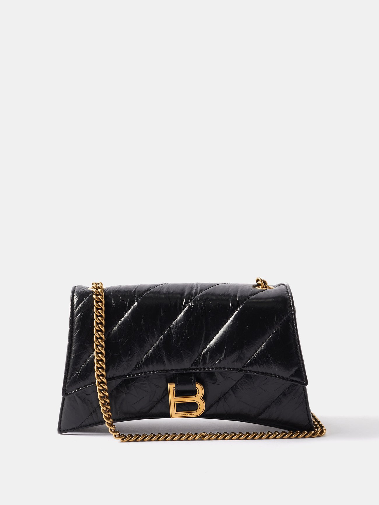 BALENCIAGA Crush XS Quilted-Leather Cross-Body Bag in Black | endource
