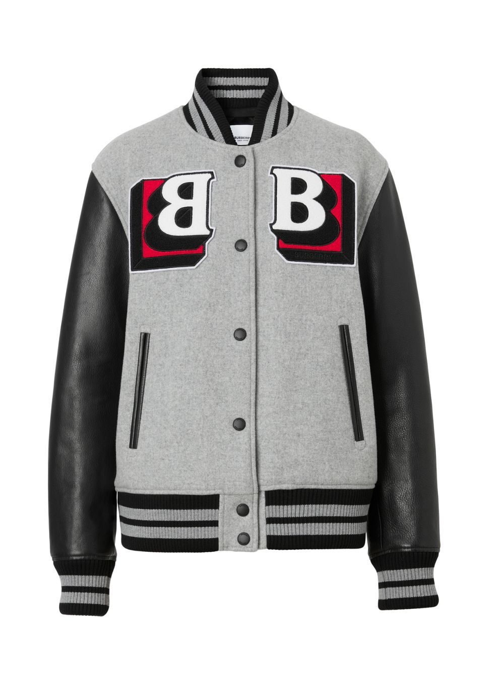 BURBERRY Letter Graphic Technical Wool And Leather Bomber Jacket | endource