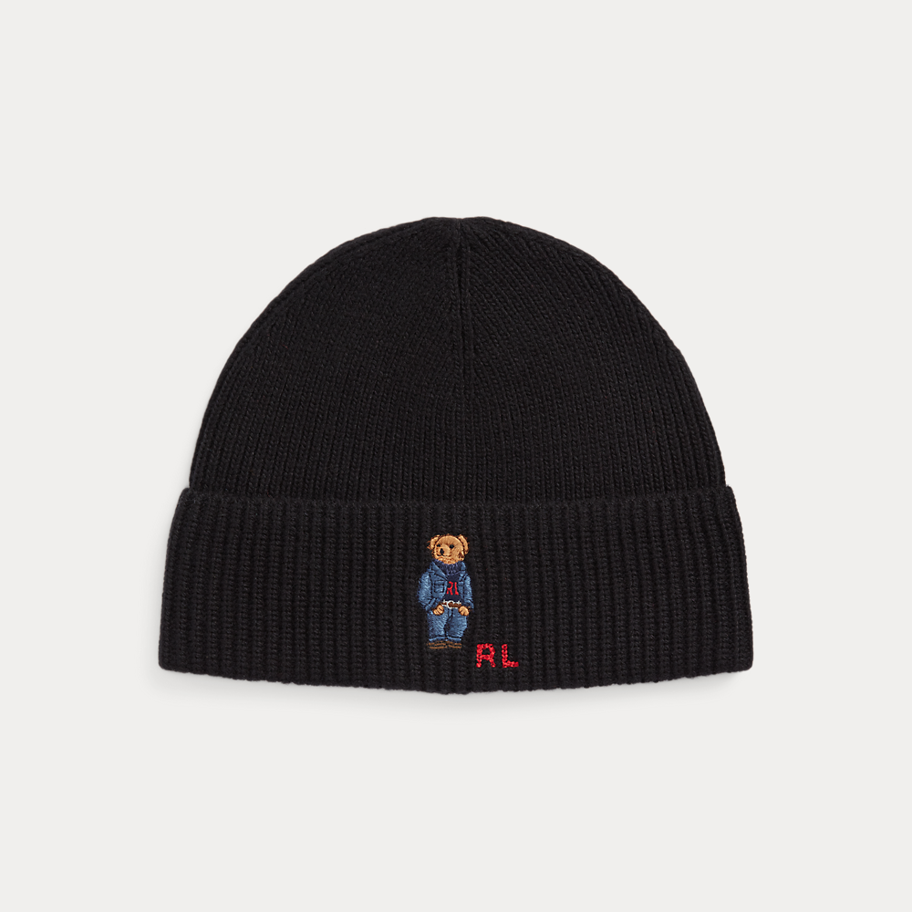 POLO RALPH LAUREN Polo Bear Rib-Knit Beanie in Black | endource