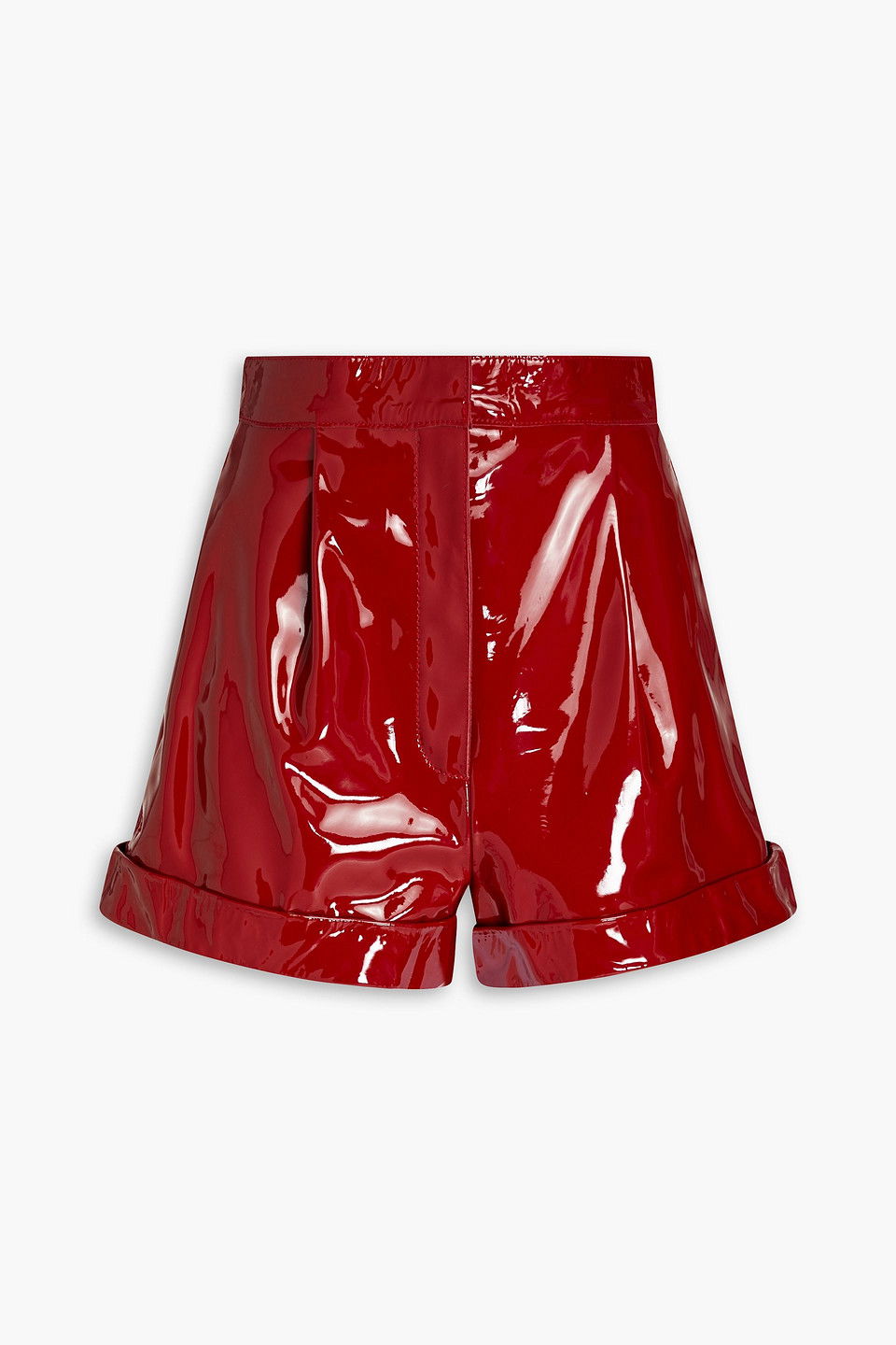 VALENTINO GARAVANI Patent-Leather Shorts in Burgundy | Endource