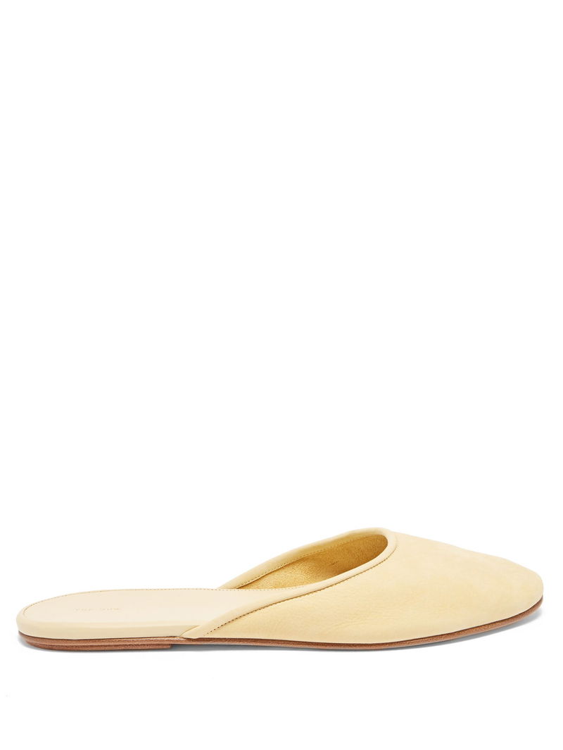 THE ROW Sleeper Suede Mules in Cream | endource