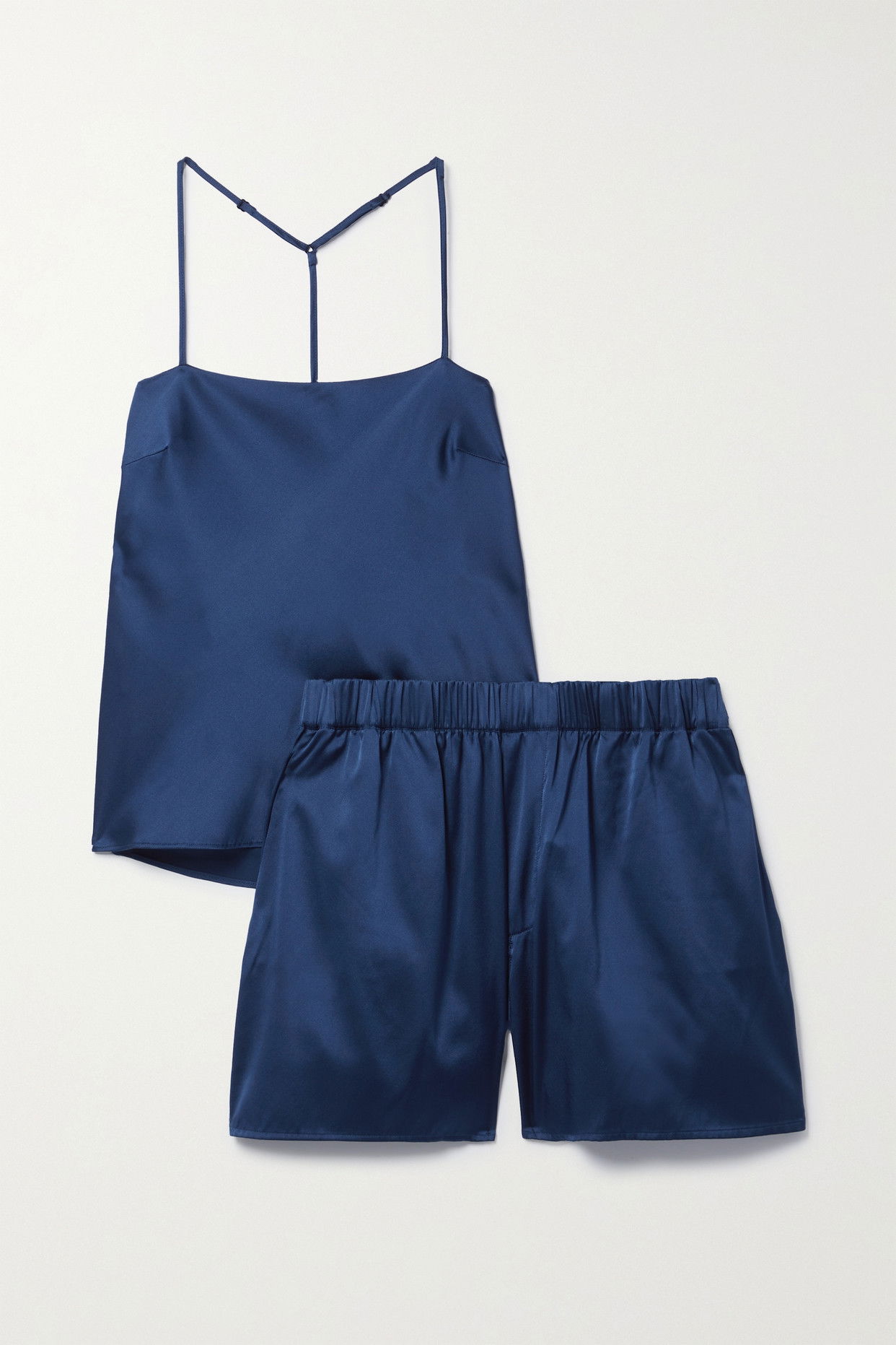 SKIN Tayla Tait stretch-silk satin pajama set in Blue | Endource