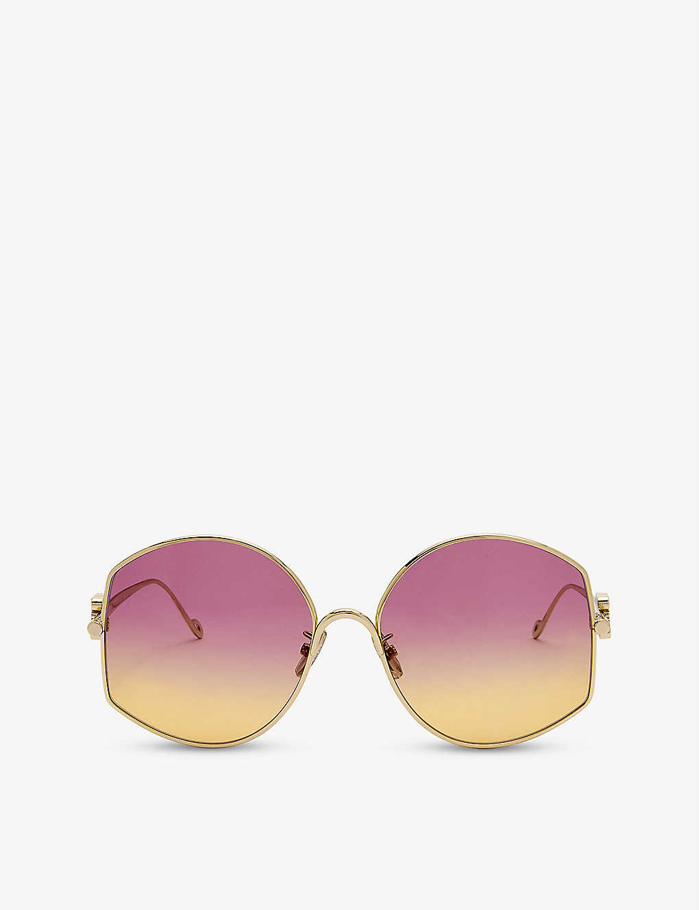 LOEWE Circular-Frame Logo-Engraved Sunglasses in PINK/ORANGE | Endource