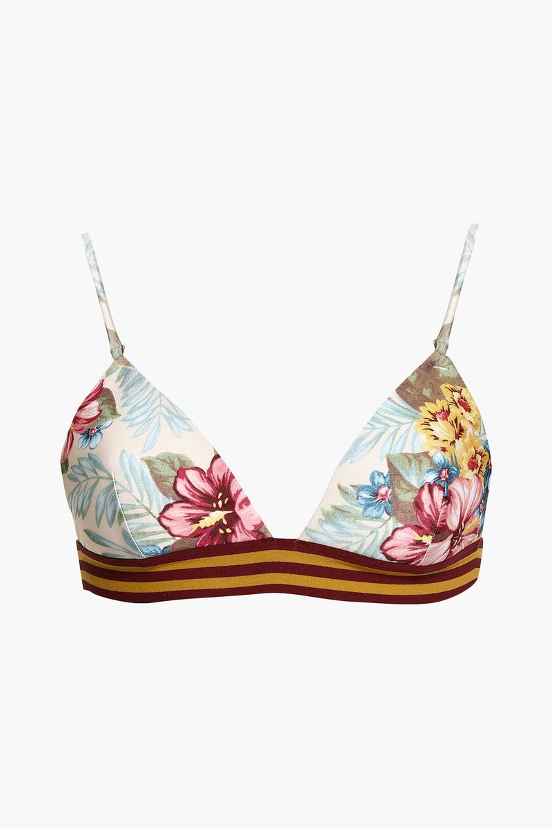 ZIMMERMANN Floral-Print Triangle Bikini Top in Multicolor | Endource